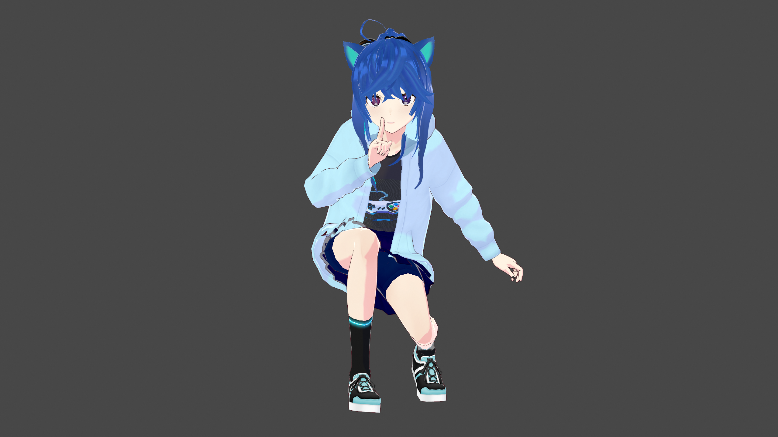 Dark Blue Skort. [Vroid Custom Item] 濃紺のスカートパンツ。[Vroidカスタムアイテム ...