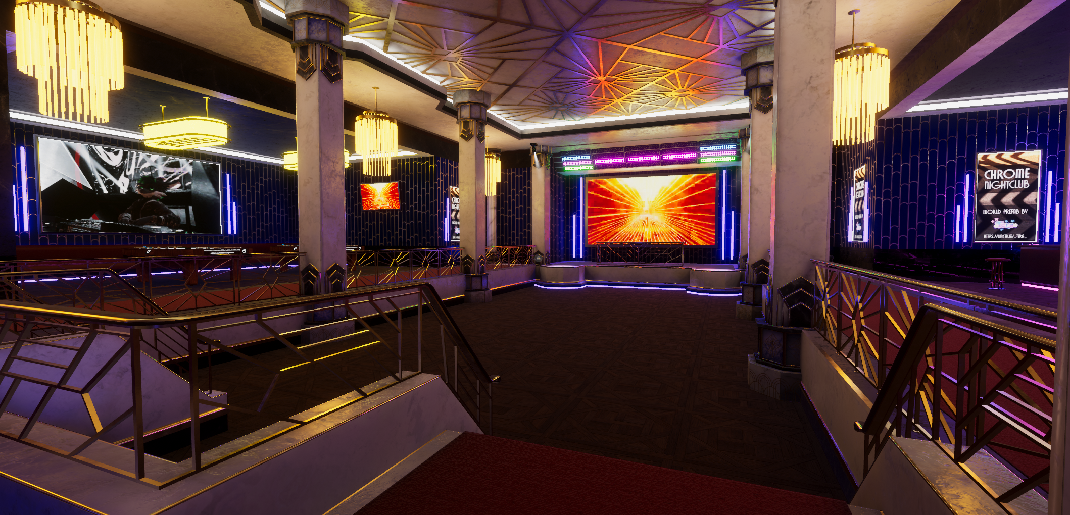 VRChat World Prefab "Chrome Nightclub" - *Tera* - BOOTH