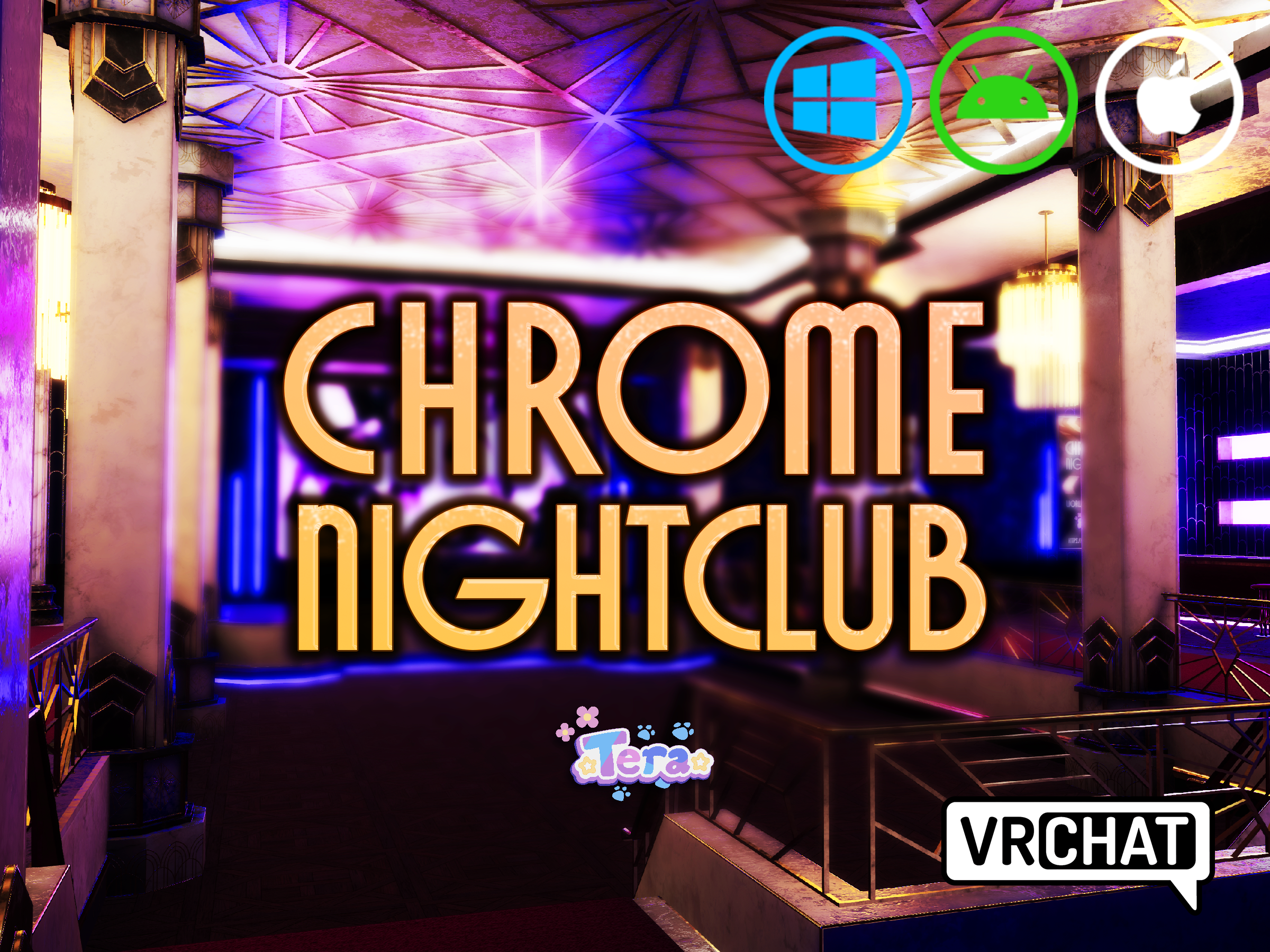 VRChat World Prefab "Chrome Nightclub" - *Tera* - BOOTH