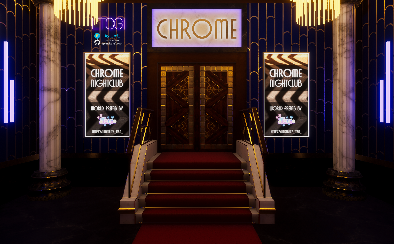 VRChat World Prefab "Chrome Nightclub" - *Tera* - BOOTH
