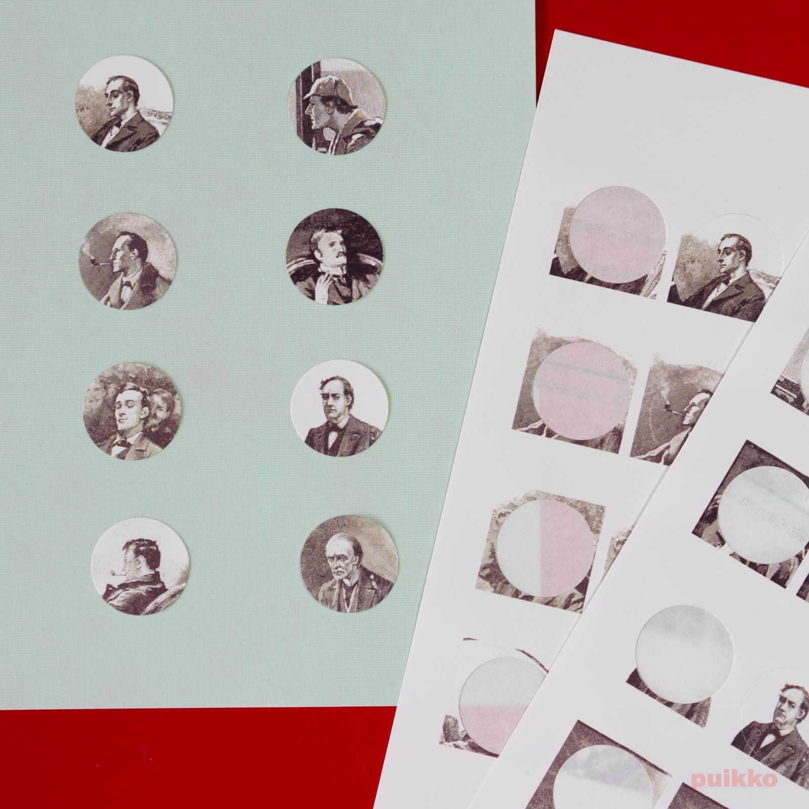 丸シール17mm シャーロック・ホームズの顔 光沢ホワイト - puikko - BOOTH