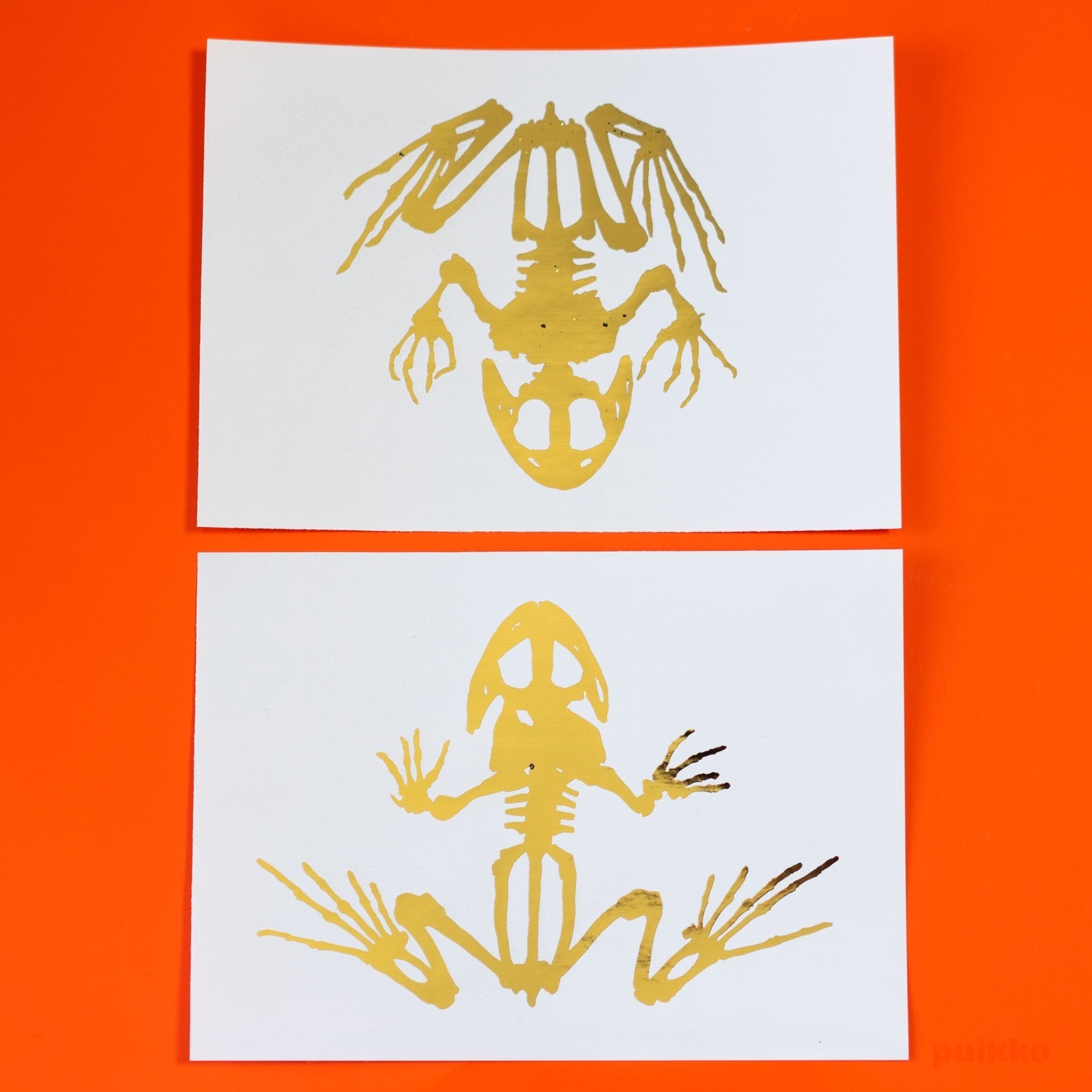 シール ウシガエルの骨格 箔押し（A6判x2） - puikko - BOOTH