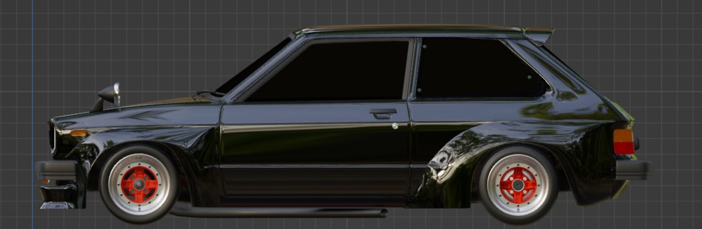 【3D素材】スターレットkp61 中期 TS仕様 blender file - 昭和車物語 - BOOTH