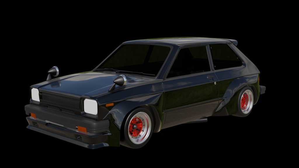 【3D素材】スターレットkp61 中期 TS仕様 blender file - 昭和車物語 - BOOTH