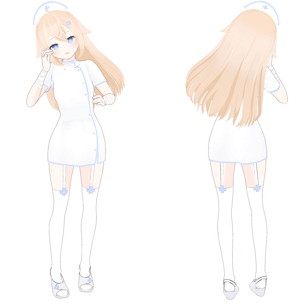 [ Vroid ] FREE Nurse Cap + Hairpins VroidStudio custom item HAIR ACCESSORY 無料 ナースキャップ＋ヘアピン カスタム ...