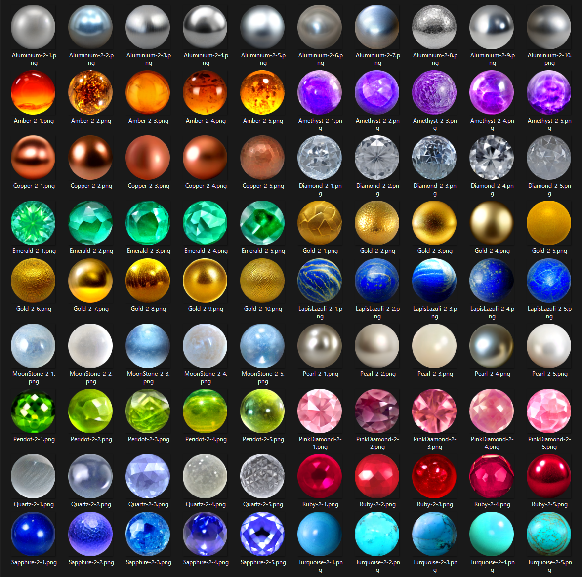 【素材・再配布可能】宝石・金属モチーフ MatCap 2 - たびマル倉庫 - BOOTH