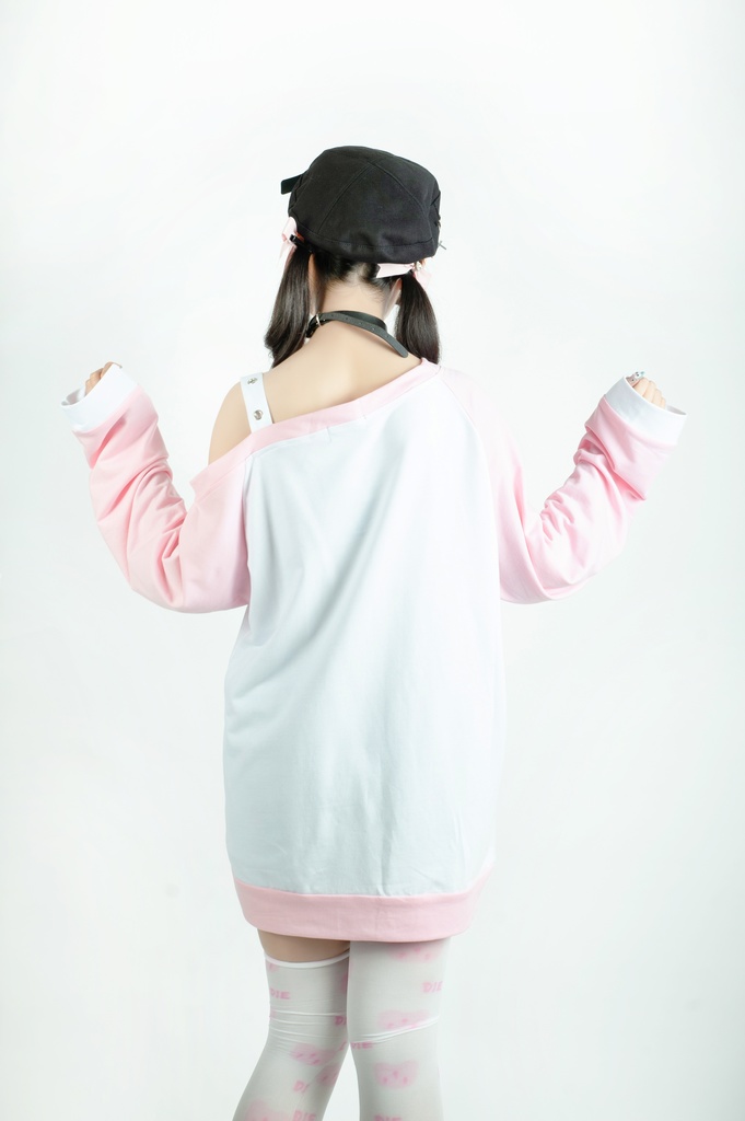 Jillpunk 王道パンク V系 壊れた模型 肋骨プリント ワンショルダー 肩出し レースアップ 鎖チェーン付き ゆったり 長袖Tシャツ カットソー オリジナル パンク メンズ レディーズ ...