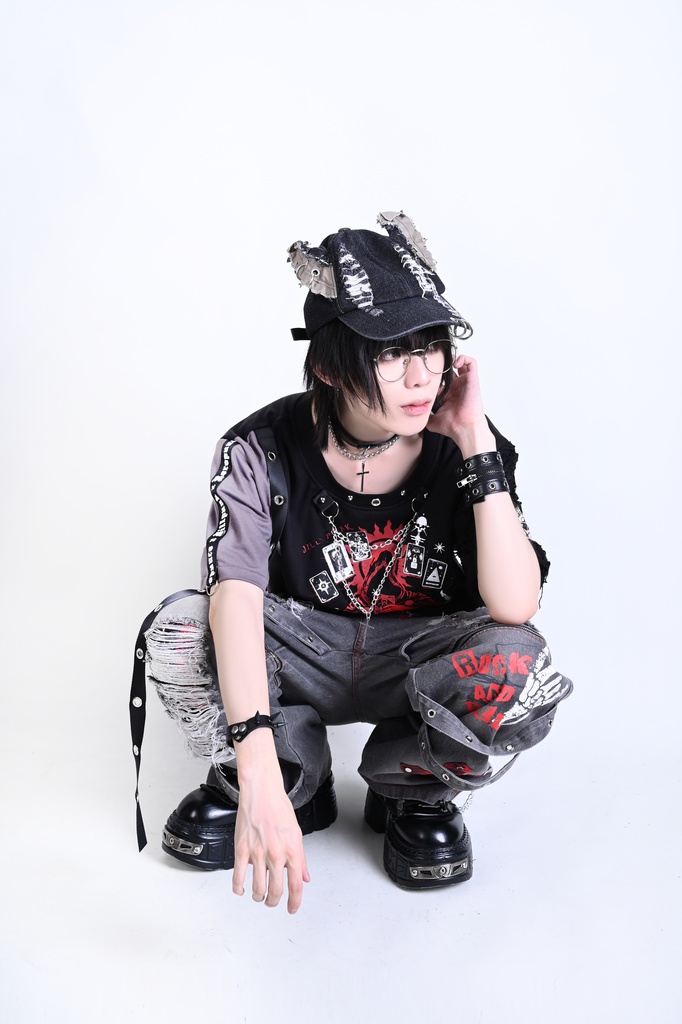 Jillpunk 王道パンク 煉獄代行者 古着 ロック ヘヴィメタル バンギャ マルチウェイ 2WAY デニムジーンズ パンツ ウォッシュ ダメージ加工 ゆったりシルエット メンズ レディーズ ...