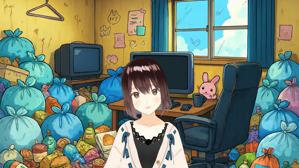 【配信背景】ゴミ屋敷配信背景セット | 横型・縦型対応 + おまけBGM付き - StreamBox（ストリームボックス） - BOOTH