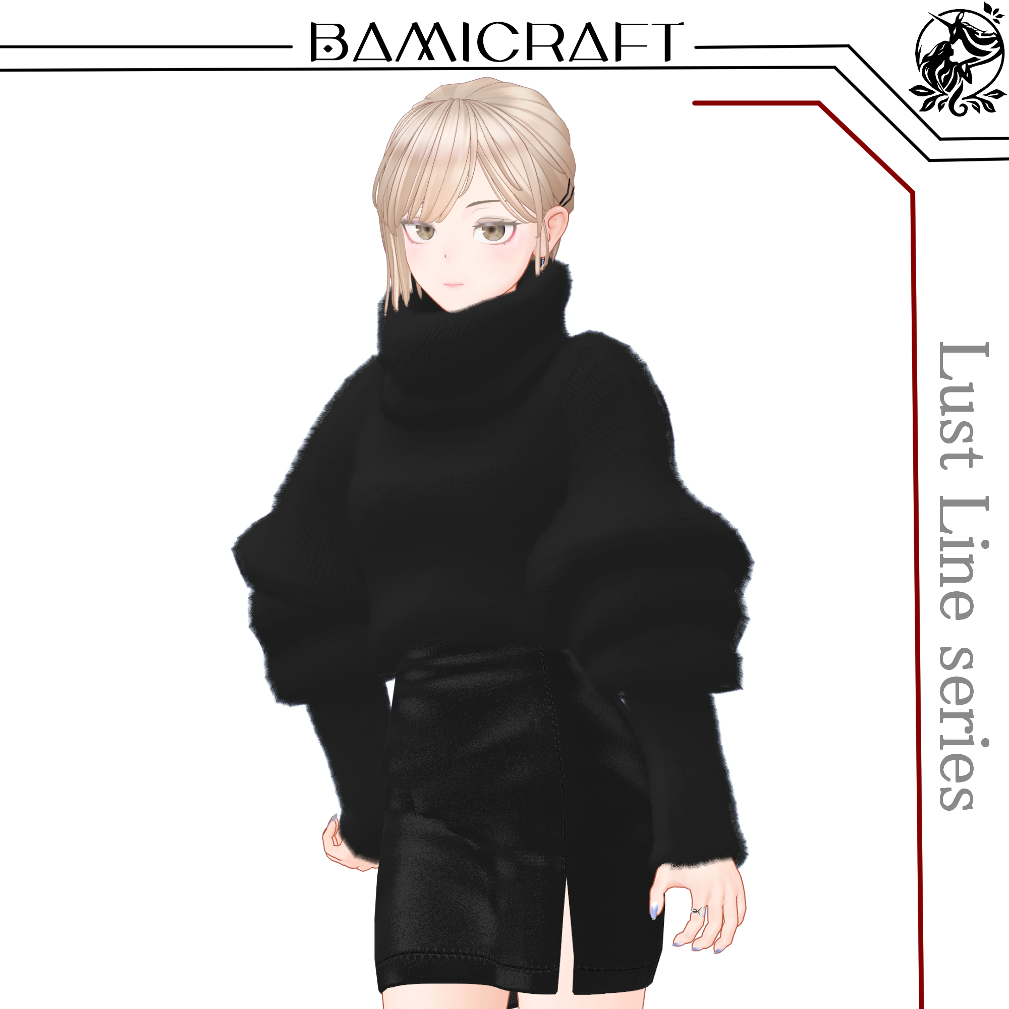 ≪Lust Line series≫タイトスカート、タートルネックニット 複数アバター対応 - Bamicraft - BOOTH