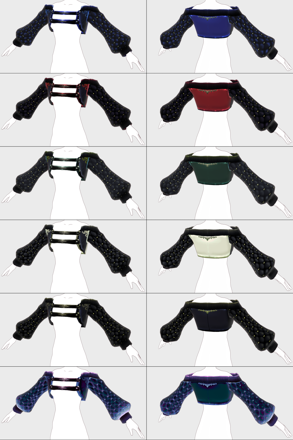 [VRoid]肩出しショート丈ダウンジャケット 黒 - Off-Shoulder Short Down Jacket Black - 萬屋 を ...