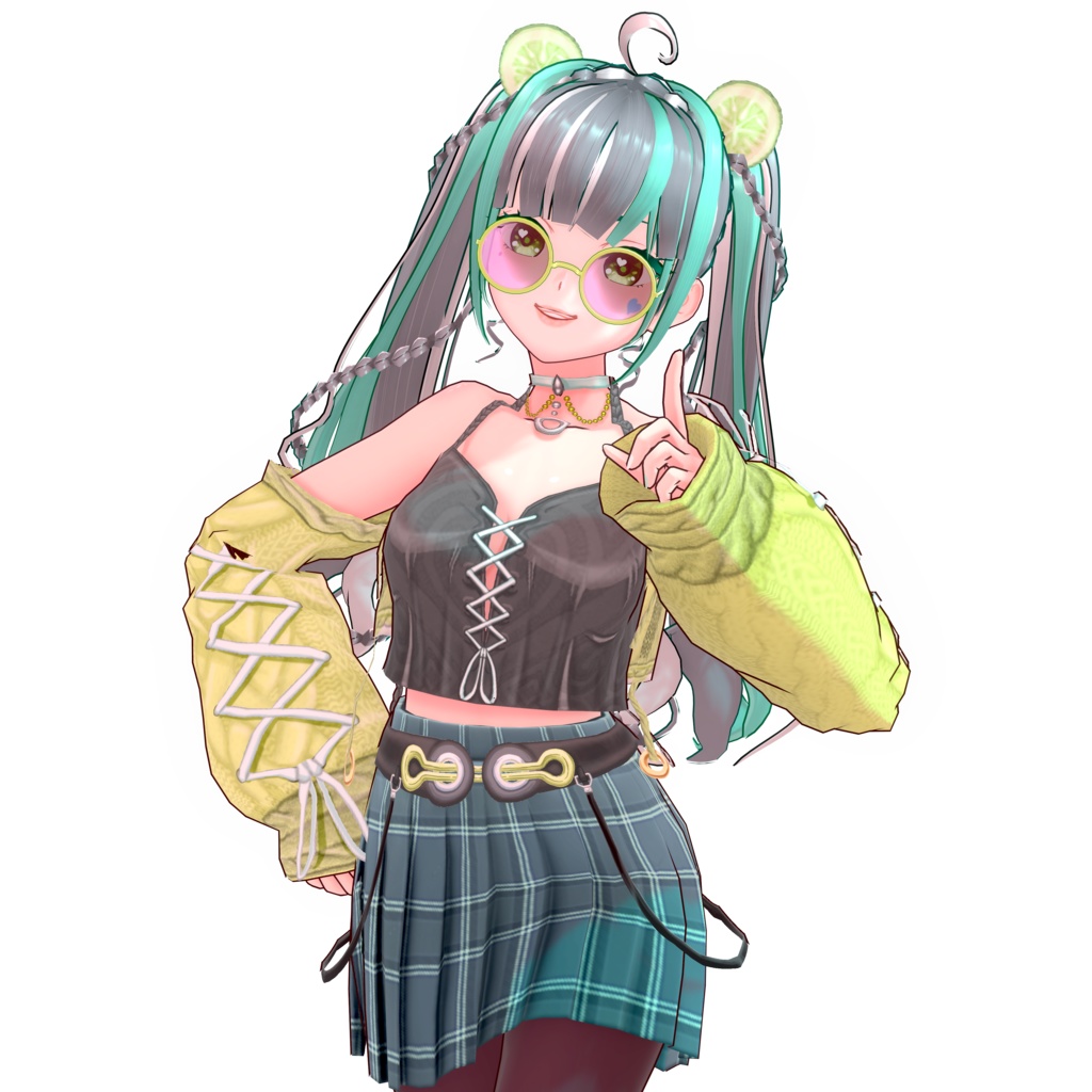 Rounded Eye Glass with Rim light effect 3D asset [for VRoid, VRChat ...