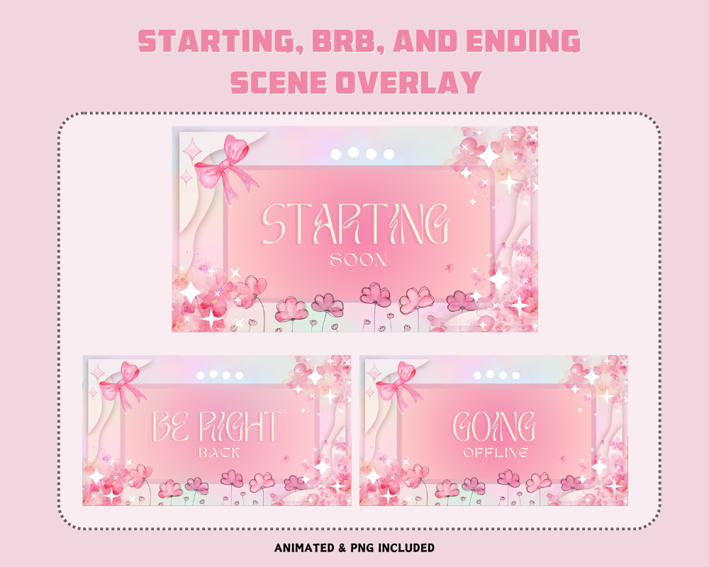 Coquette Pink Stream Overlay ┃Streamelements, OBS, Twitch, YouTube ...