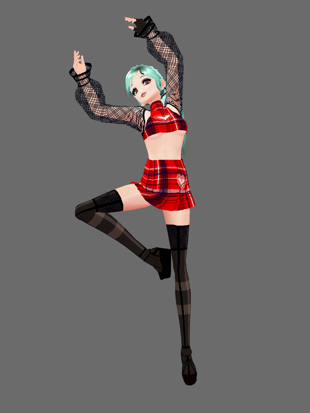 Tartan plaid 2 piece dress red VROID - Lalythil's Fashion House - BOOTH