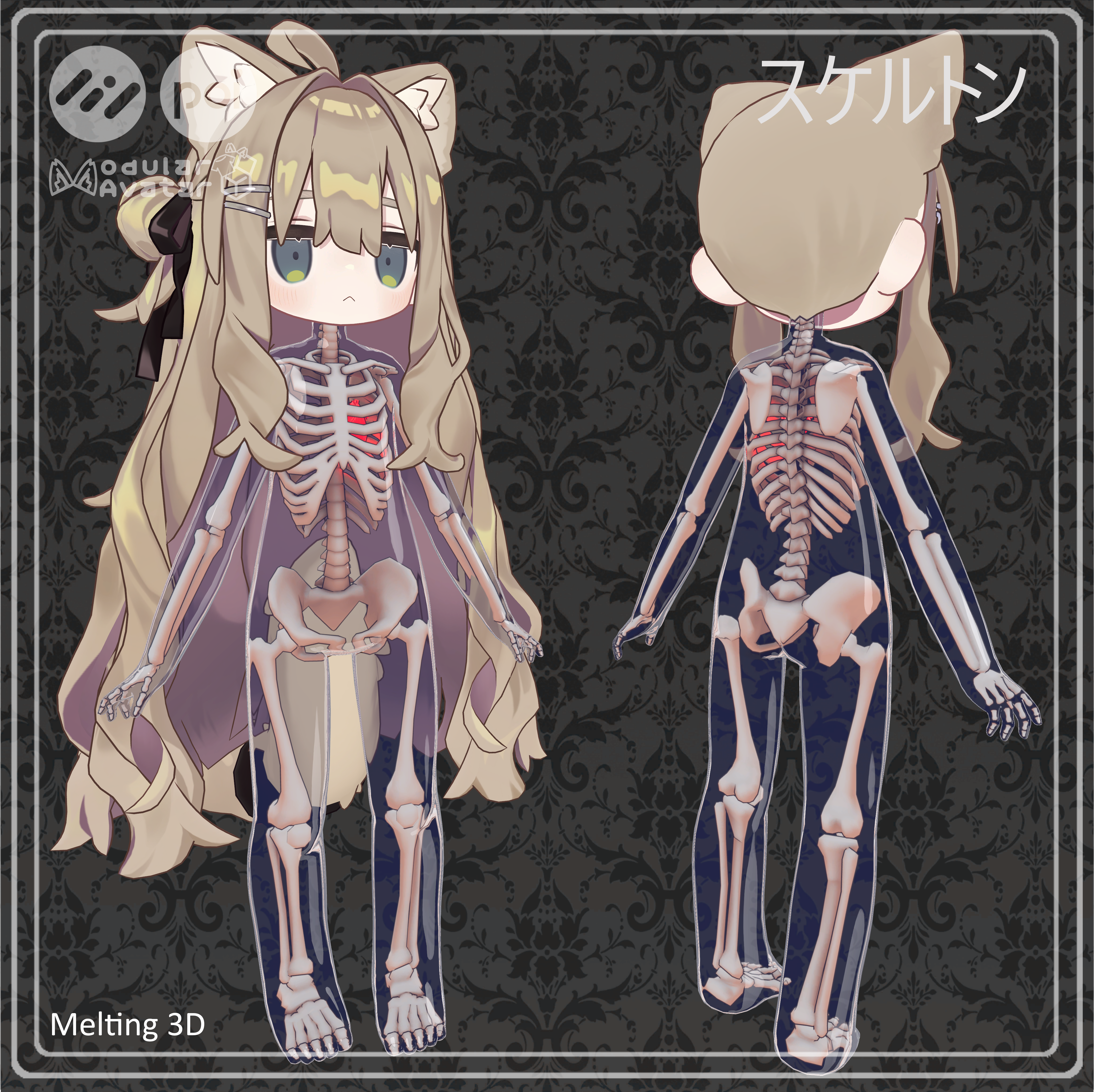 Chibi Skeleton and skull for 8 avatars - melting - BOOTH