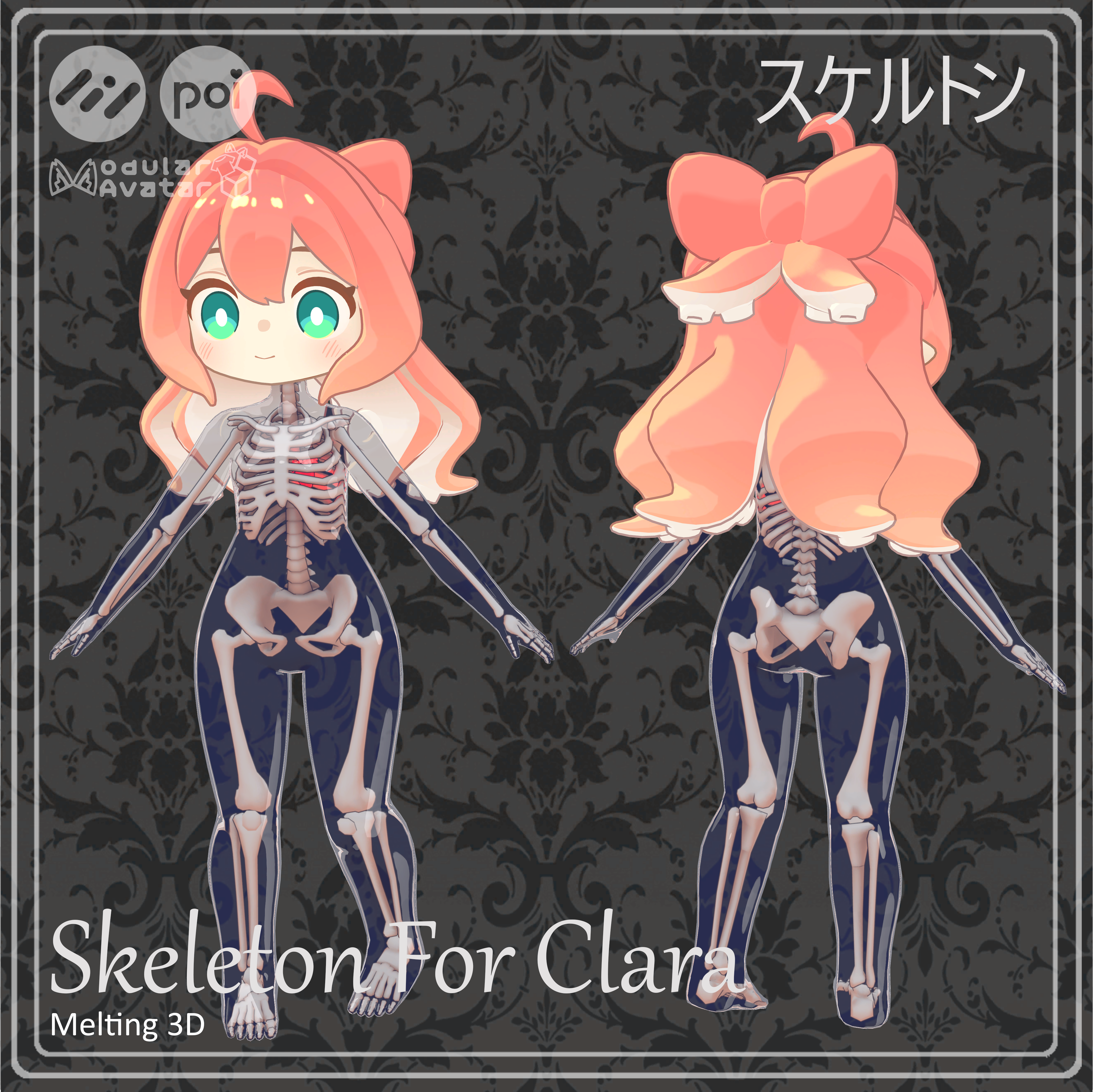 Chibi Skeleton and skull for 8 avatars - melting - BOOTH
