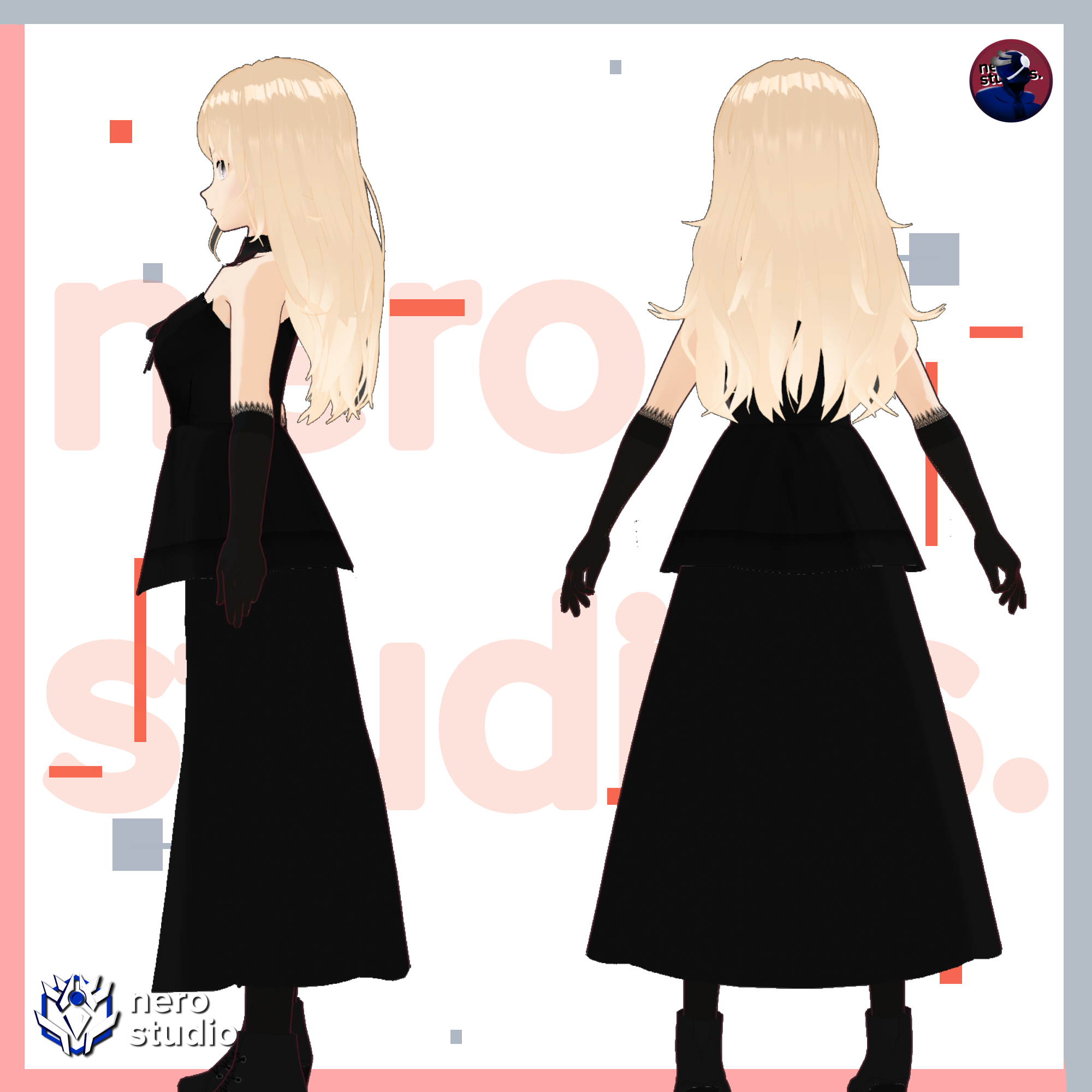 Vampire gothic blonde full Vroid file model textures and hairstyle ...