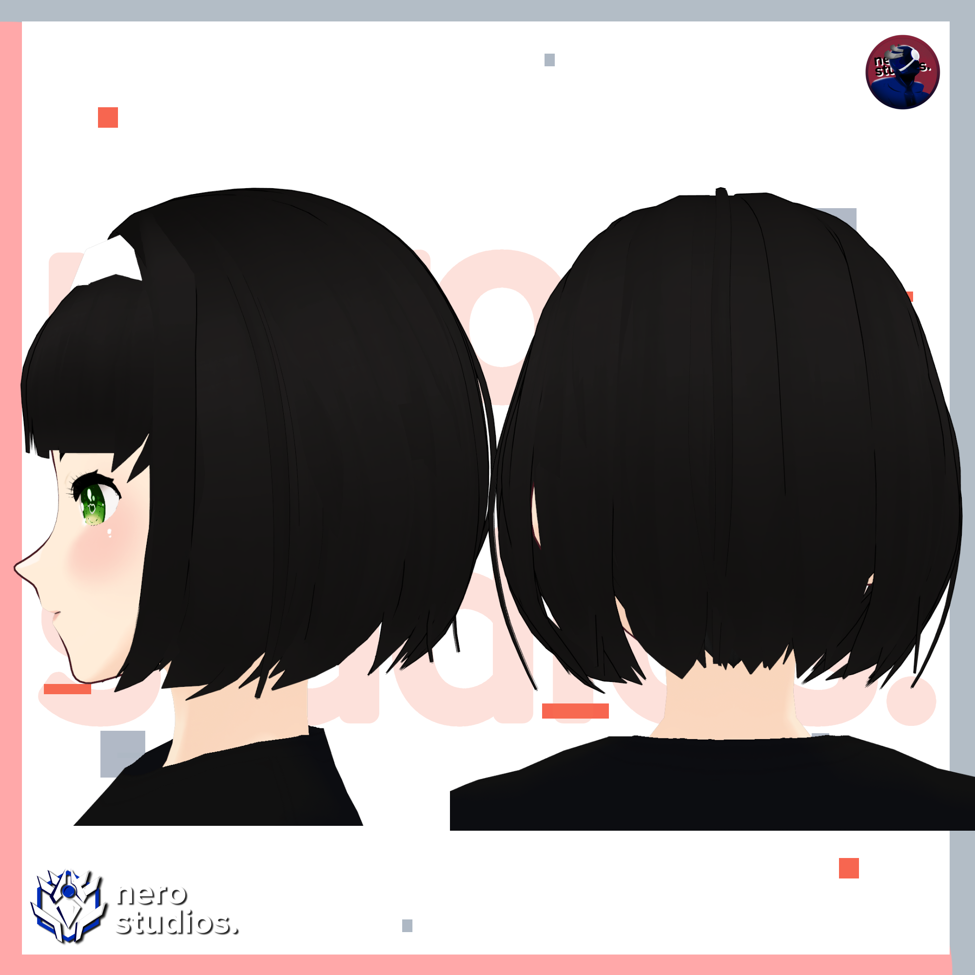 Short hairstyle with head band nerdy cute (vroid file) / テクスチャ ...