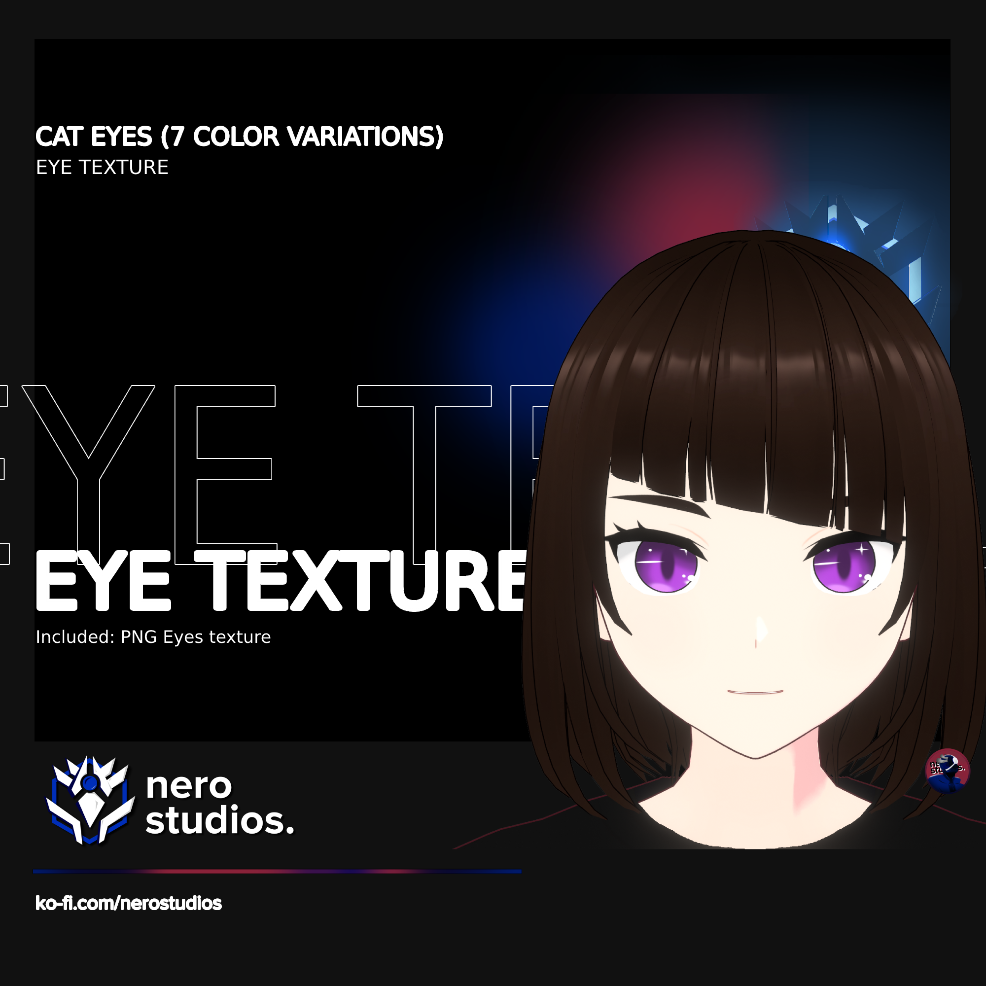 CAT EYES (7 COLOR VARIATIONS) (re-edited) / VROID テクスチャ キャットアイズ カラー ...