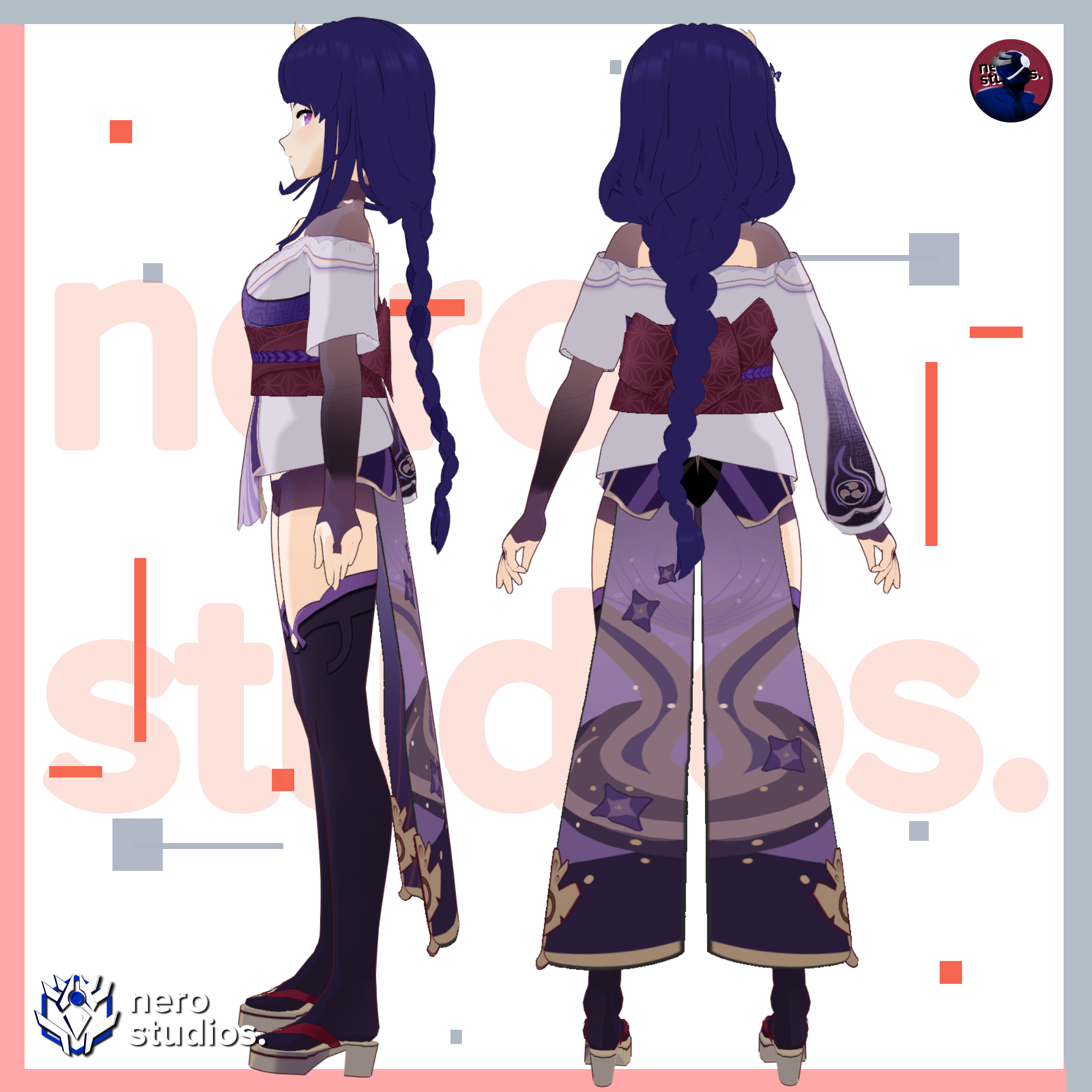 RAIDEN SHOGUN EI (Alternate version), Vroid model, (Vroid File) Genshin ...