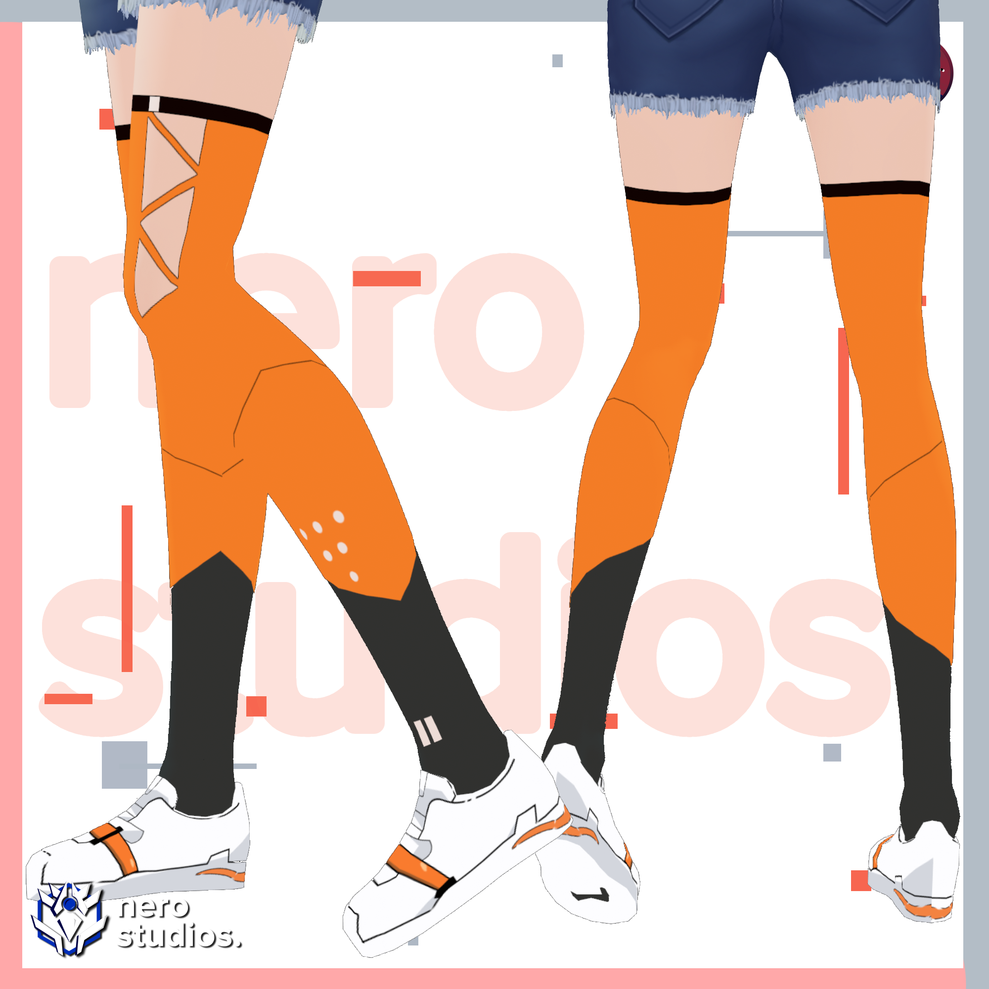 (PACK) SHOES AND SOCKS TECHWEAR SCIFI ORANGE FUTURISTIC CASUAL VROID ...