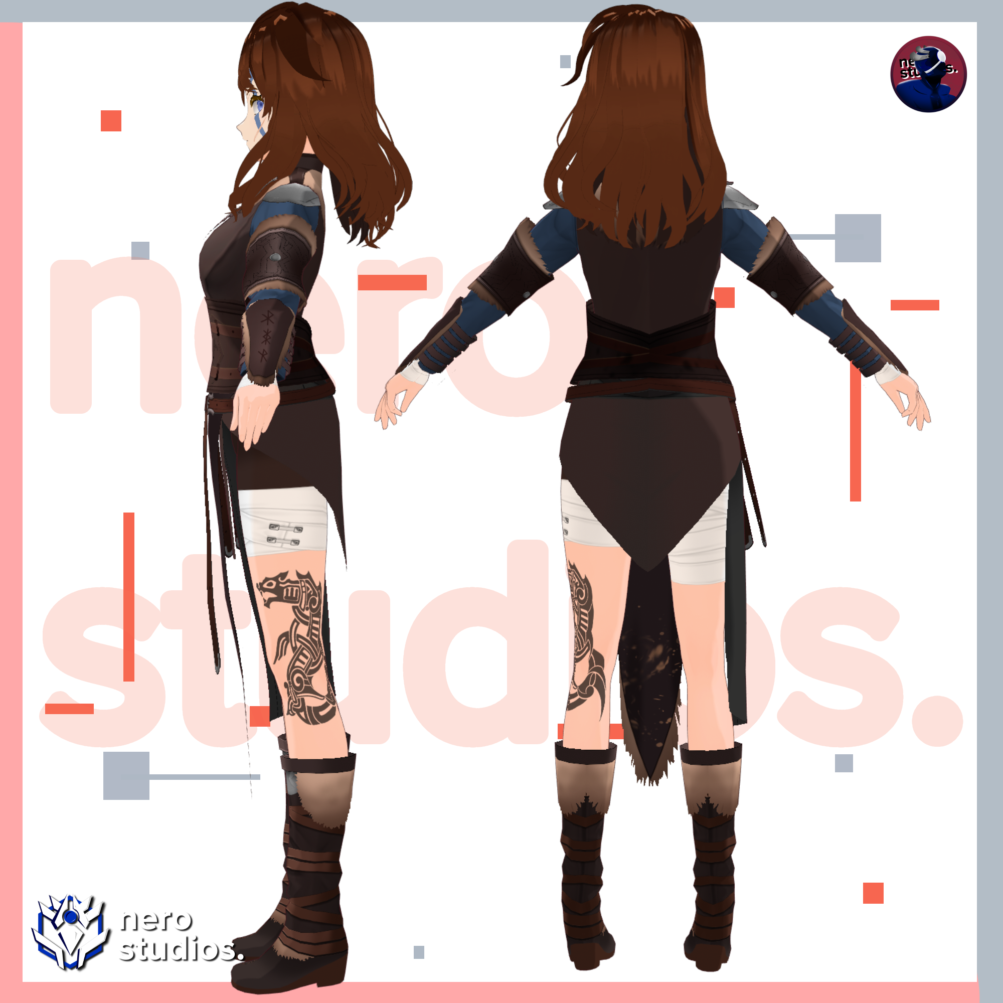 VIKING GIRL WARRIOR FEMALE MODEL HALF SHAVED HAIRSTYLE LEATHER ARMOR ...