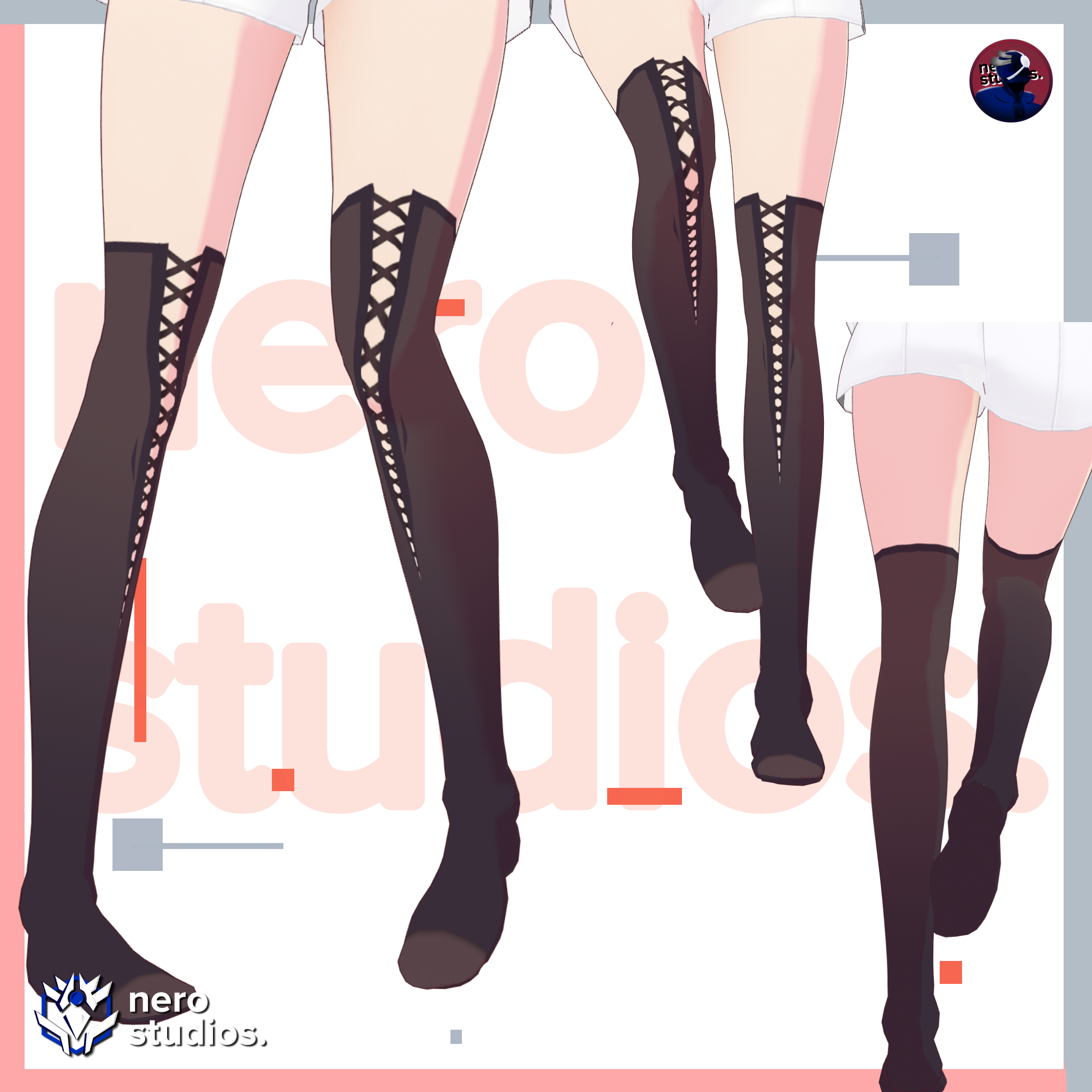 6 VROID SOCKS STOCKINGS MEGAPACK #2 / Vtuber socks, Vroid stocking textures, assets, presets ...
