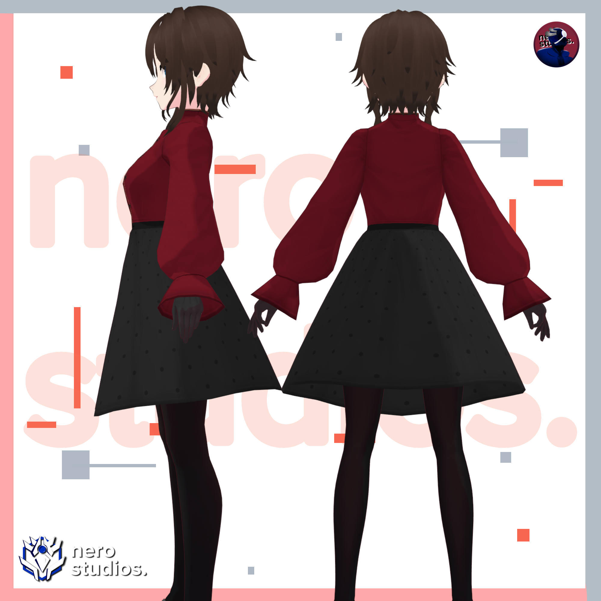 Vroid Clothes, Vroid Dress, Kimono, Coat, Hoodie, red dress, cute ...