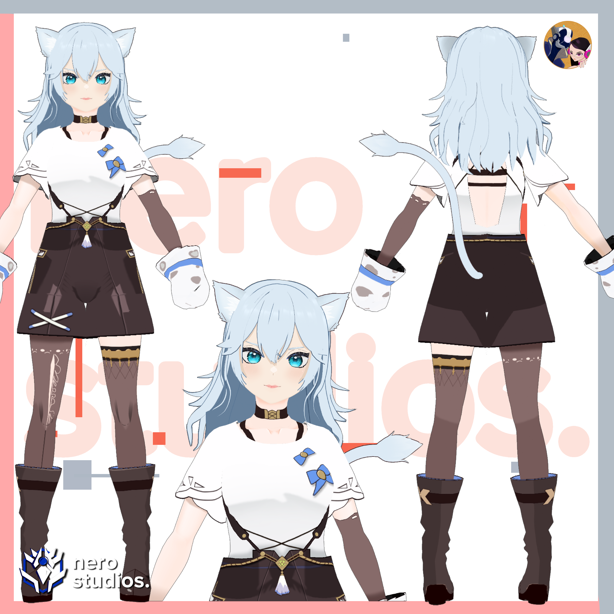 CAT GIRL VTUBER MODEL, CAT EARS, VROID CLOTHES, VTUBER MODEL, VROID ...