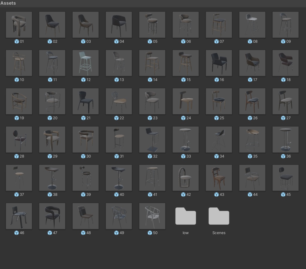 いろんな椅子50種_unitypackage+FBX - hirameki-hakaba - BOOTH