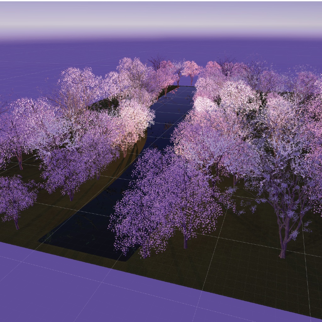 川沿いの桜並木_unitypackage+FBX - hirameki-hakaba - BOOTH