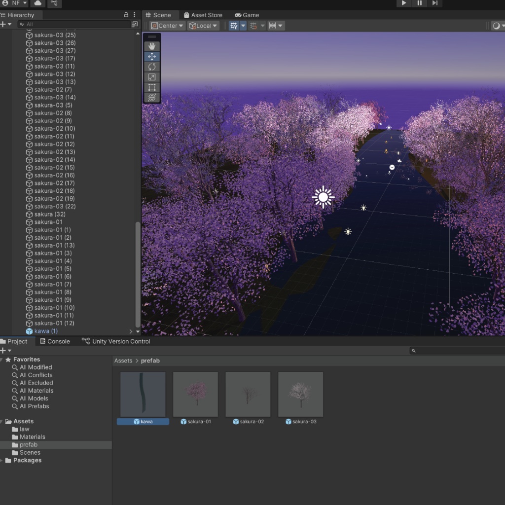 川沿いの桜並木_unitypackage+FBX - hirameki-hakaba - BOOTH