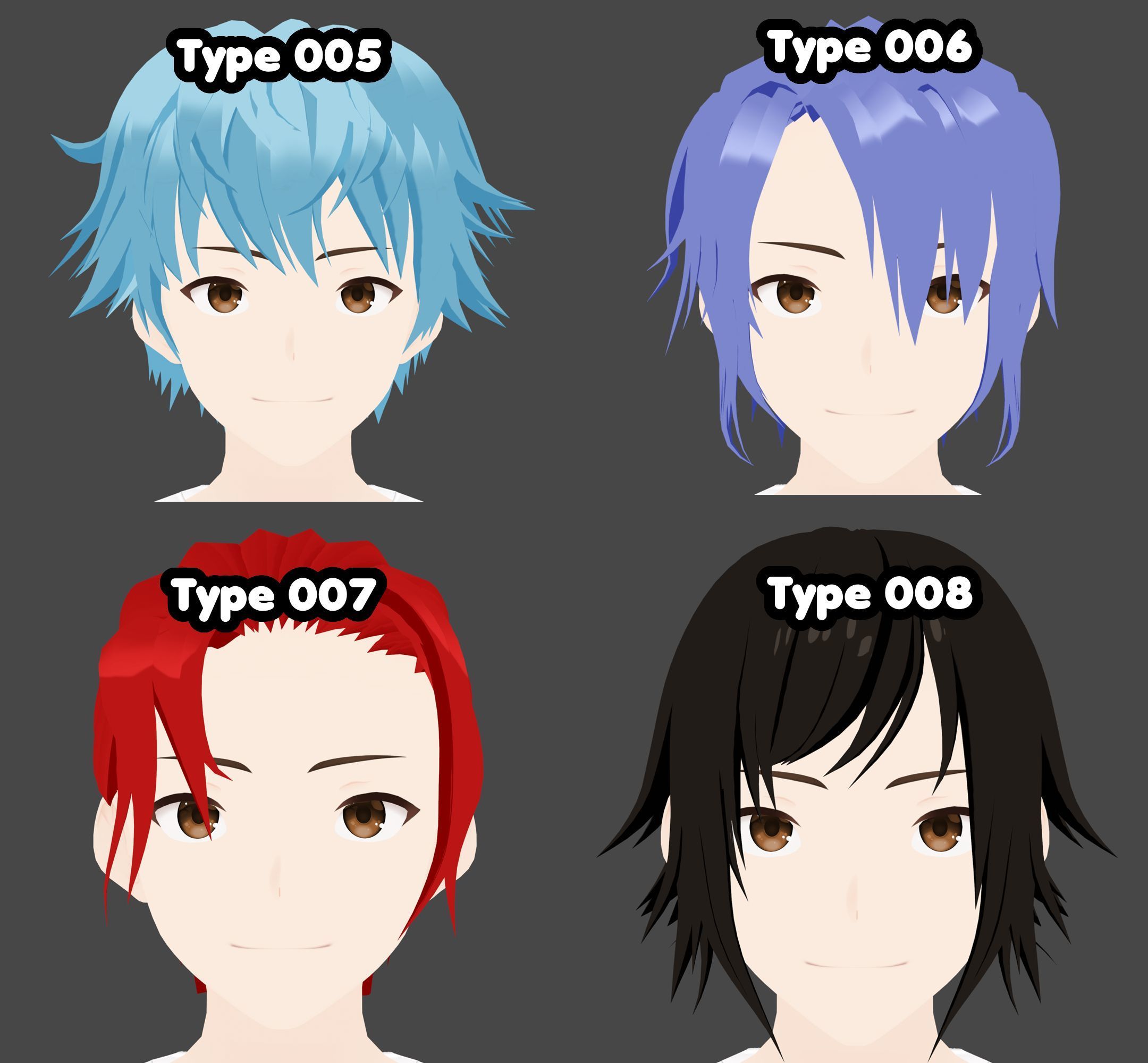 [Vroid Studio Stable Vers] 8 Overall Male Hairstyles Presets Vol 1 - V ...