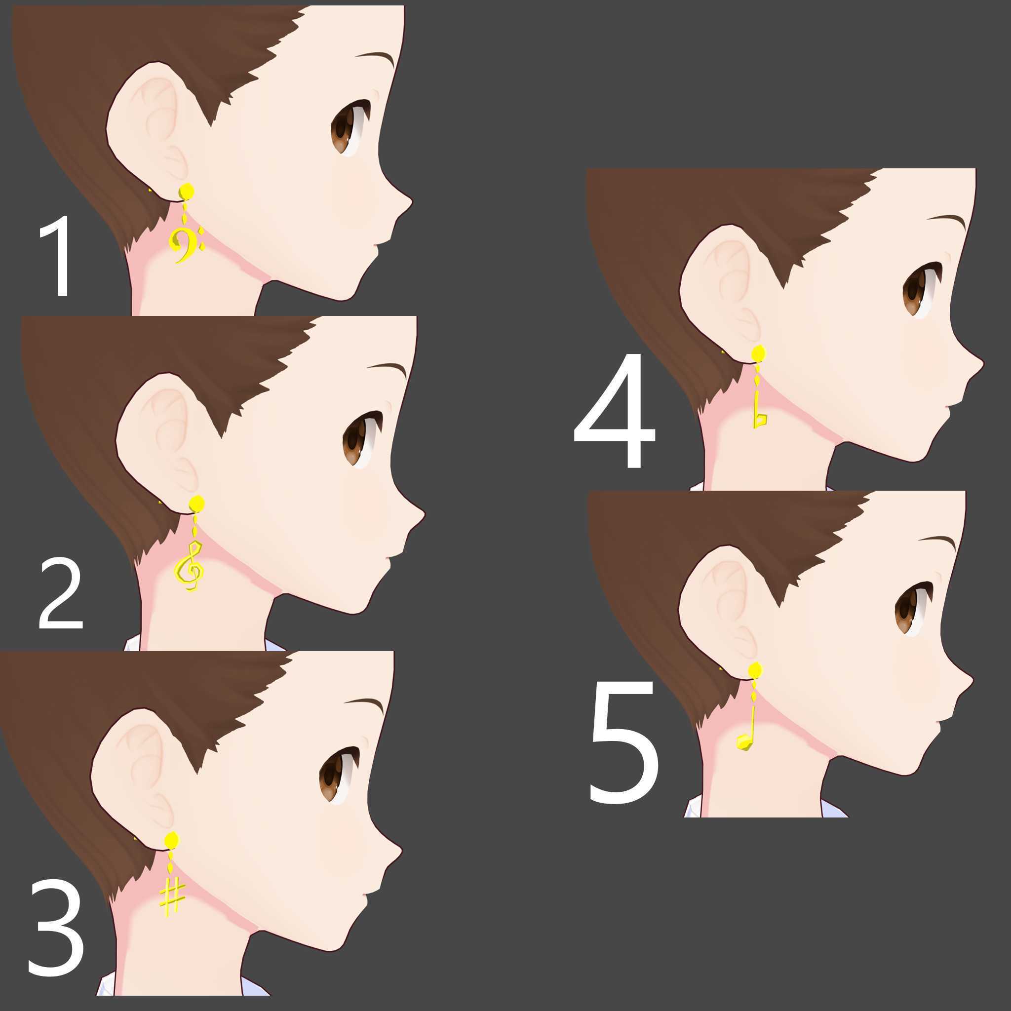 [FREE]10 Yellow and Black Music Notes Earrings [Vroid Studio] - V.Y ...
