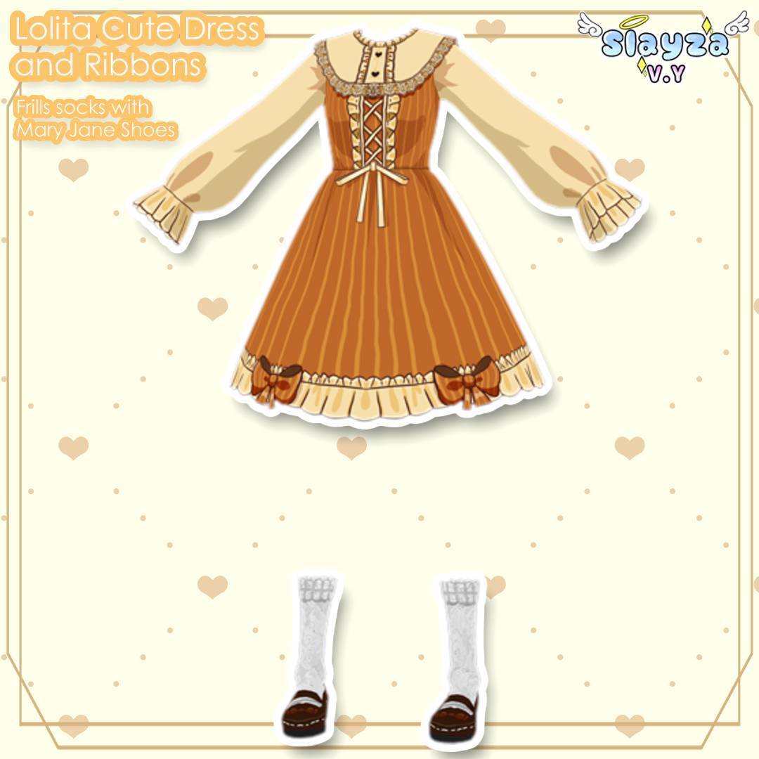 [VROID] FREE Cute Orange Lolita Frills with Headband 2023 - V.Y Atelier ...