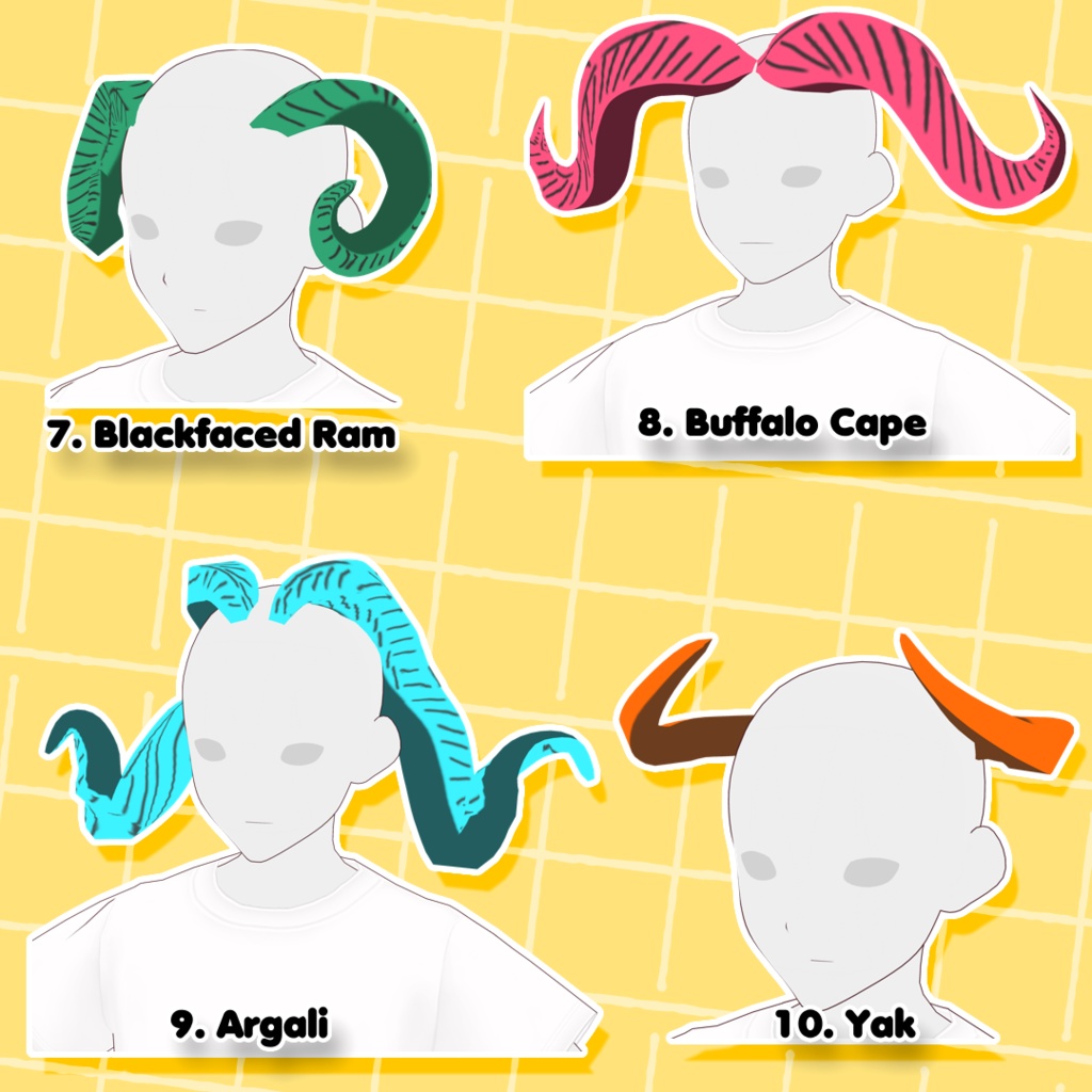[VROID] 30 Animal Horns Style Preset - V.Y Atelier - BOOTH