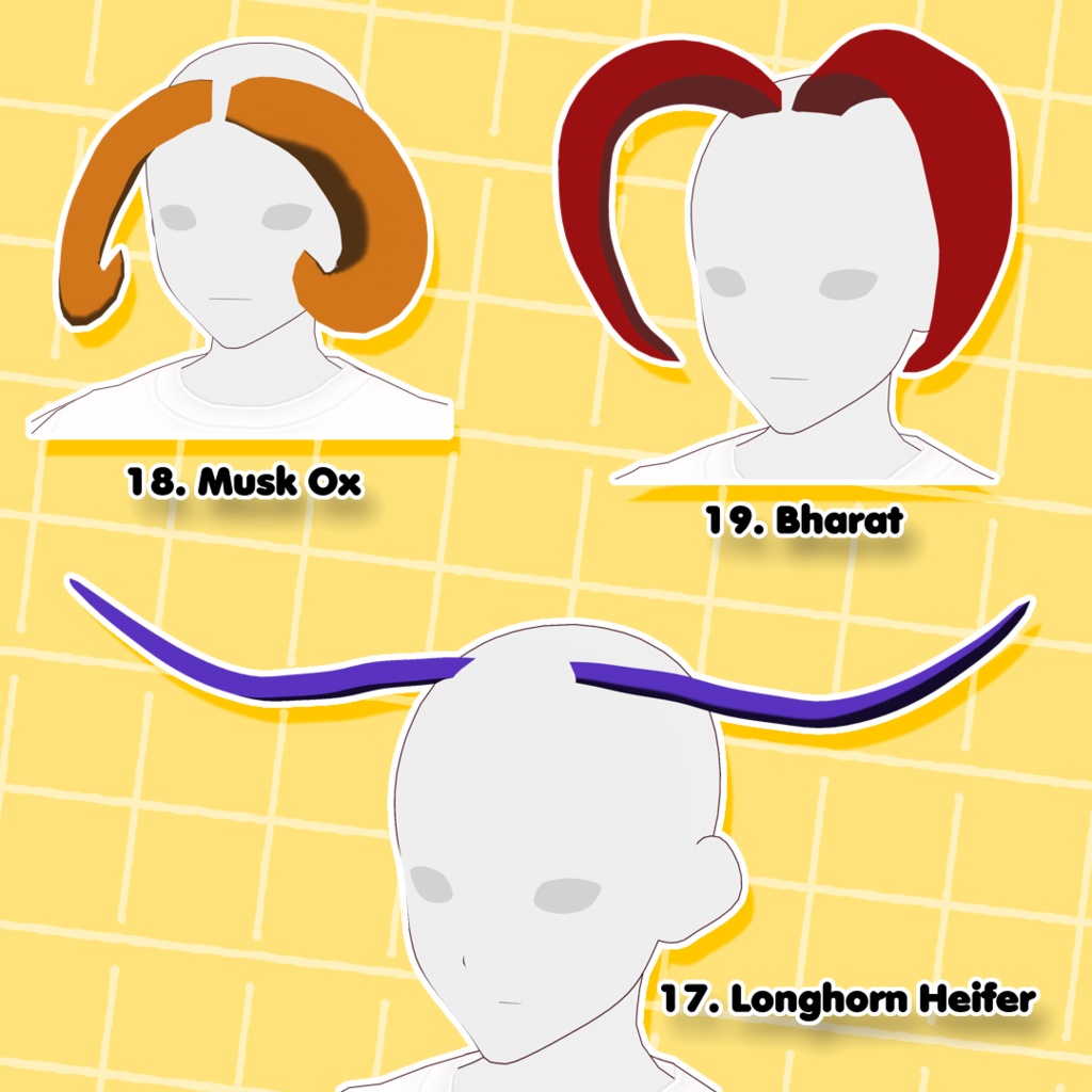 [VROID] 30 Animal Horns Style Preset - V.Y Atelier - BOOTH