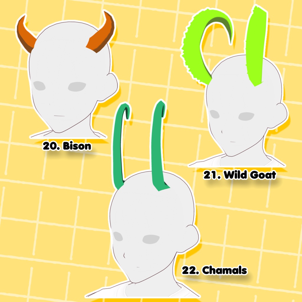 [VROID] 30 Animal Horns Style Preset - V.Y Atelier - BOOTH
