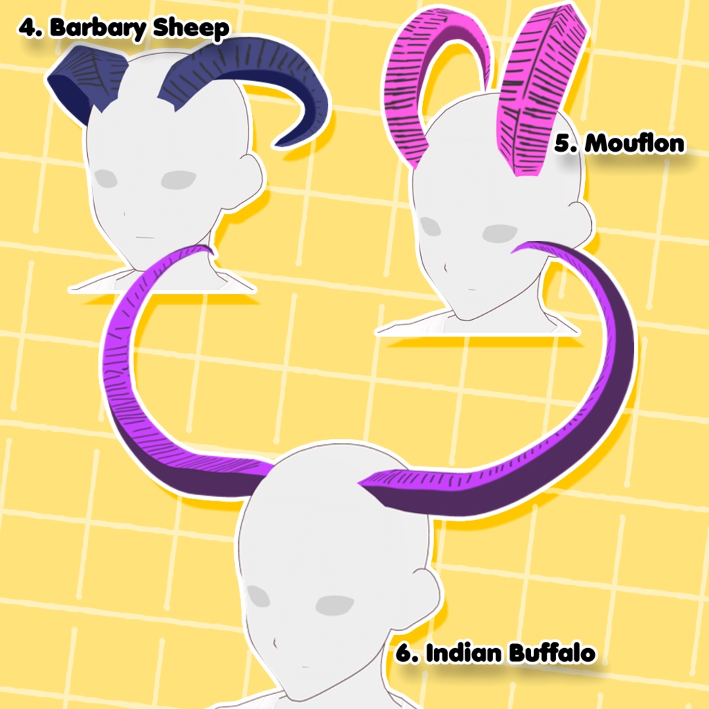 [VROID] 15 Animal Horns Style Preset (INDIVIDUAL SET A) - V.Y Atelier ...