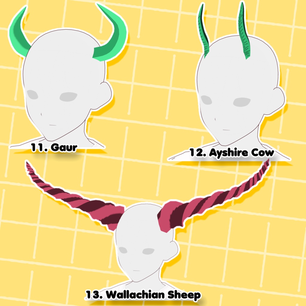 [VROID] 15 Animal Horns Style Preset (INDIVIDUAL SET A) - V.Y Atelier ...