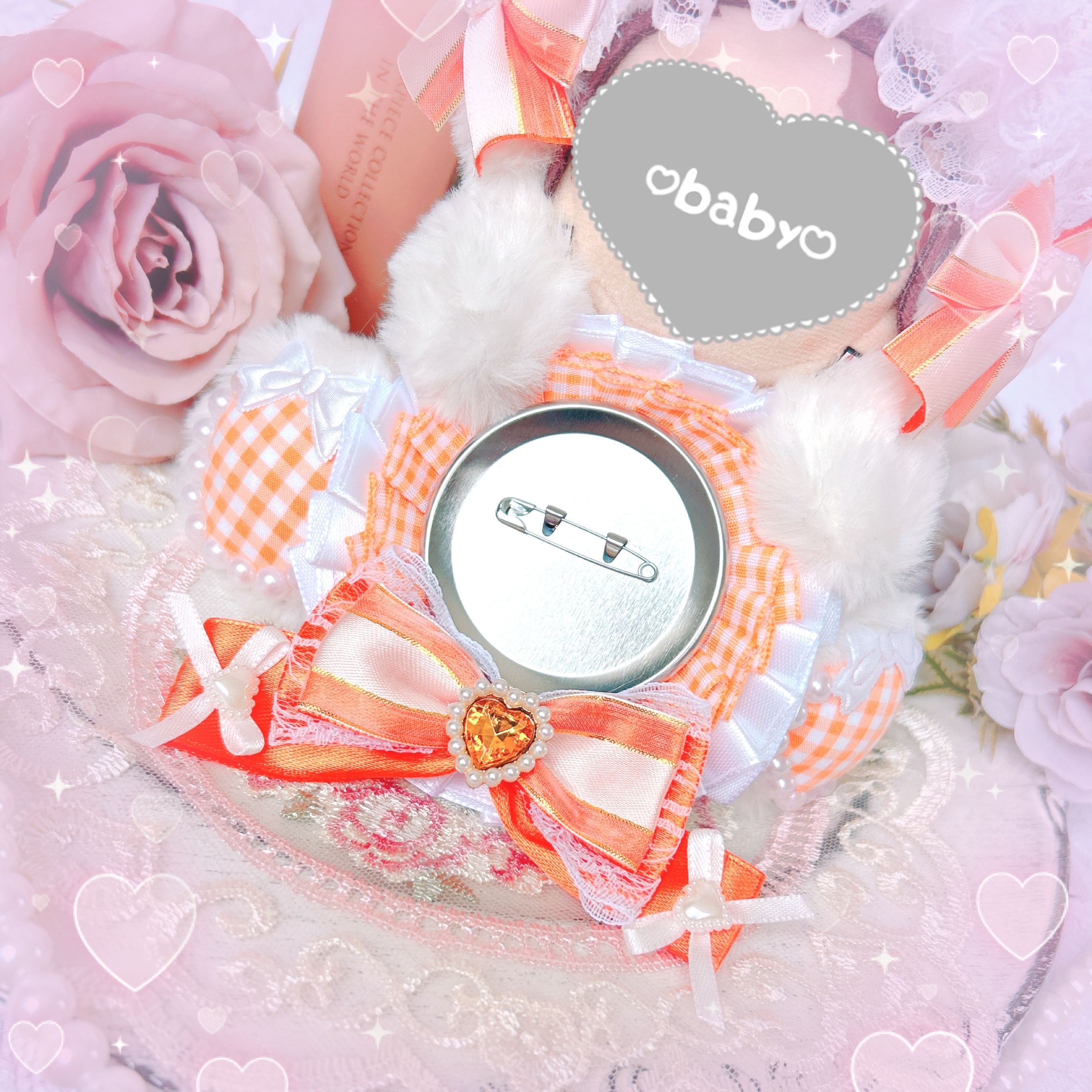 ロゼット×ぬい服 orange check catˆ⸝⸝> ·̫