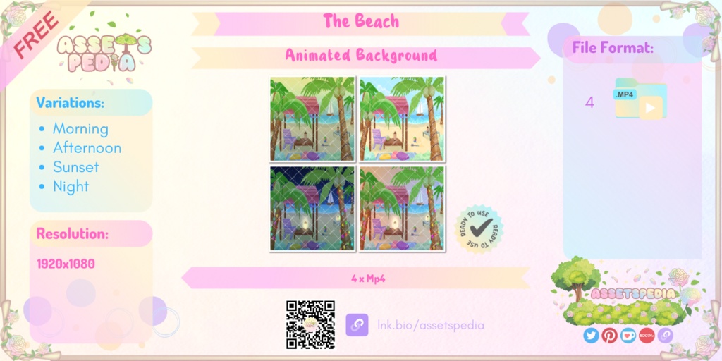 [F2U] Animated Vtuber Background The Beach - AssetsPedia - BOOTH