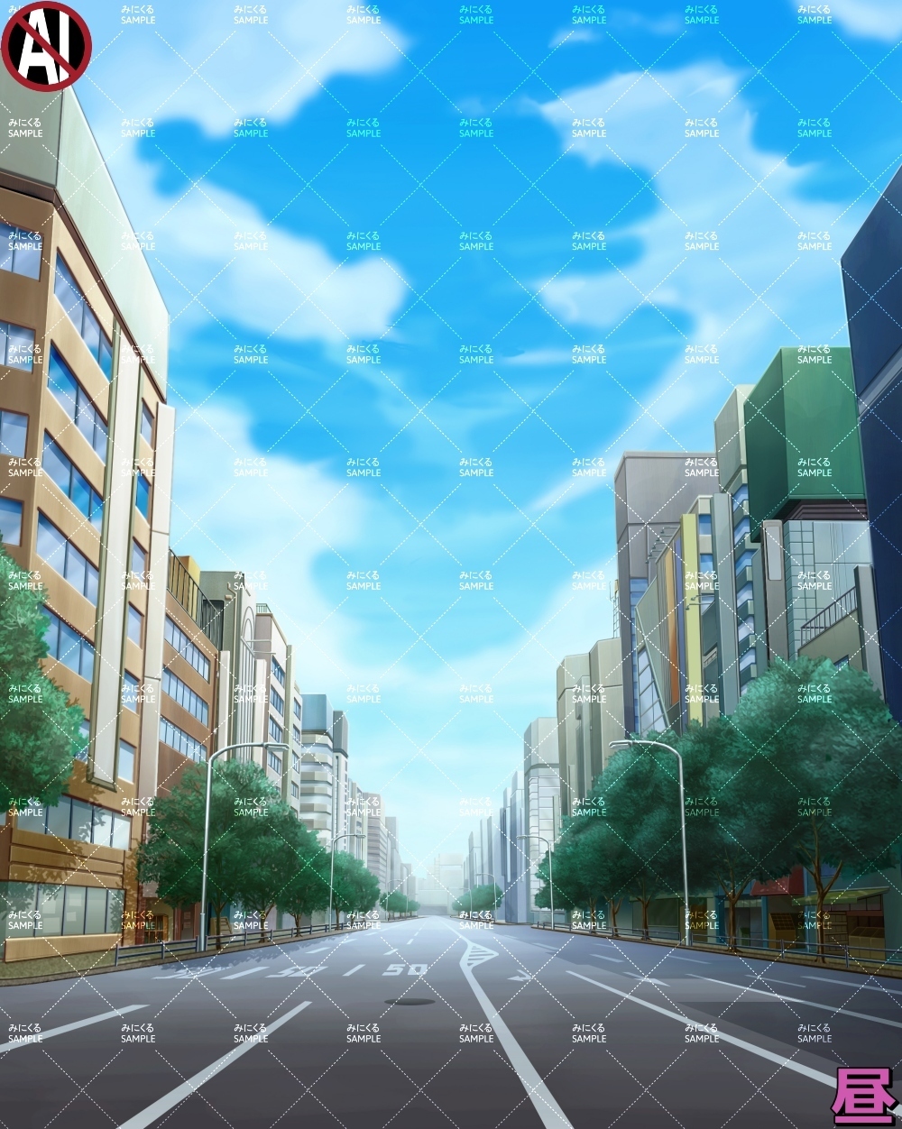 【背景素材】街並み④車道 (日常編part07+α-street004) - 背景専門店みにくる - BOOTH