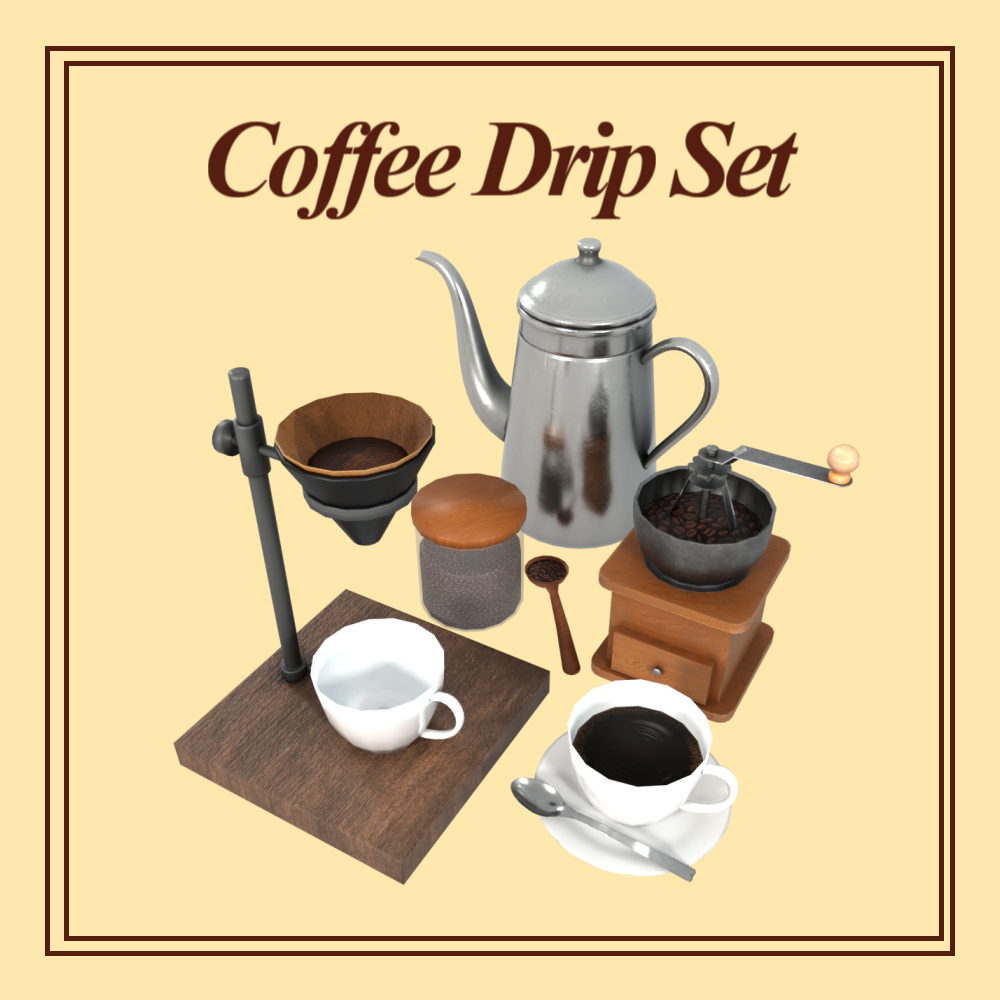 【VRChat想定】ギミック付きコーヒードリップセット Gimmick Coffee Drip Set - 3DCG SHOP PIYA ...