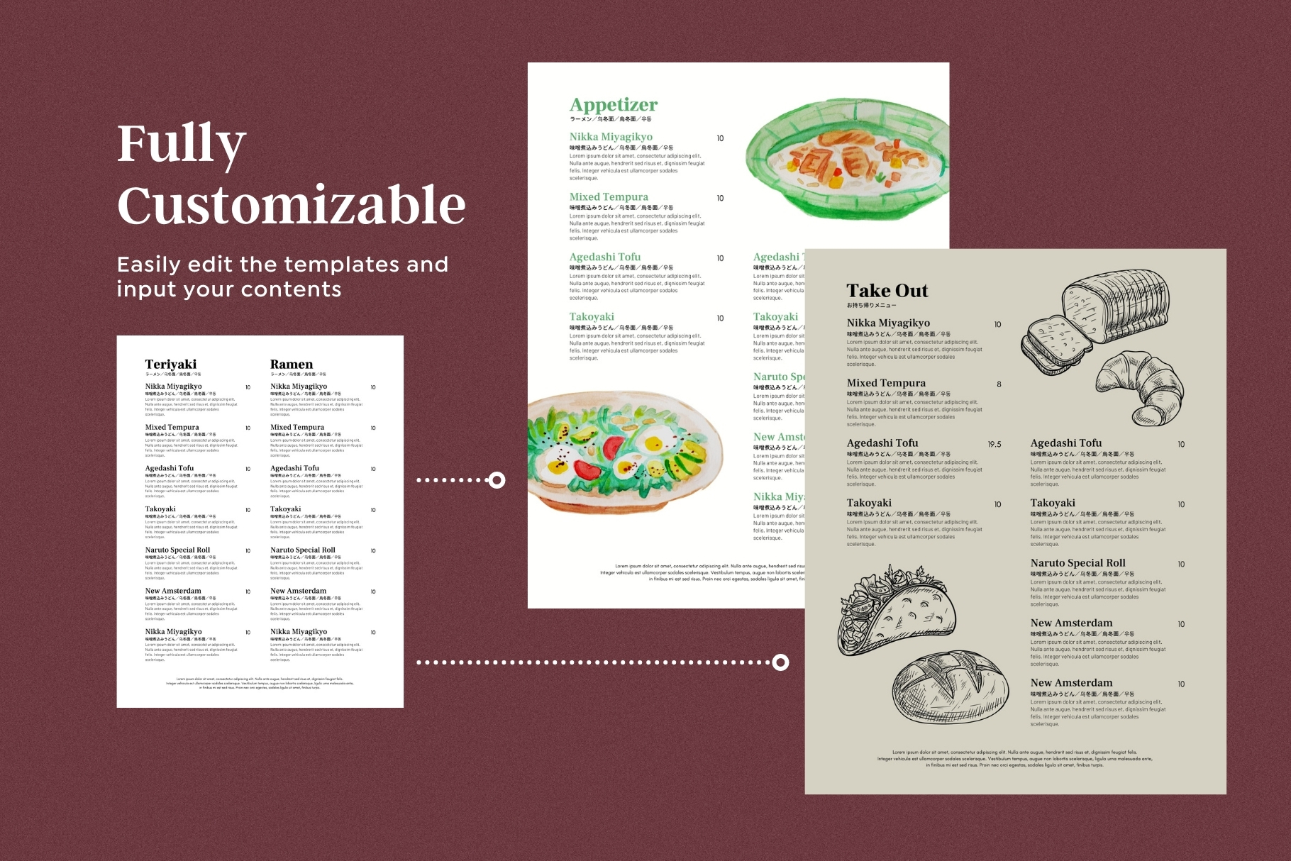 34 Multilingual Food Menu Templates 多言語表記レストランメニューCanvaテンプレート - Keikoya ...