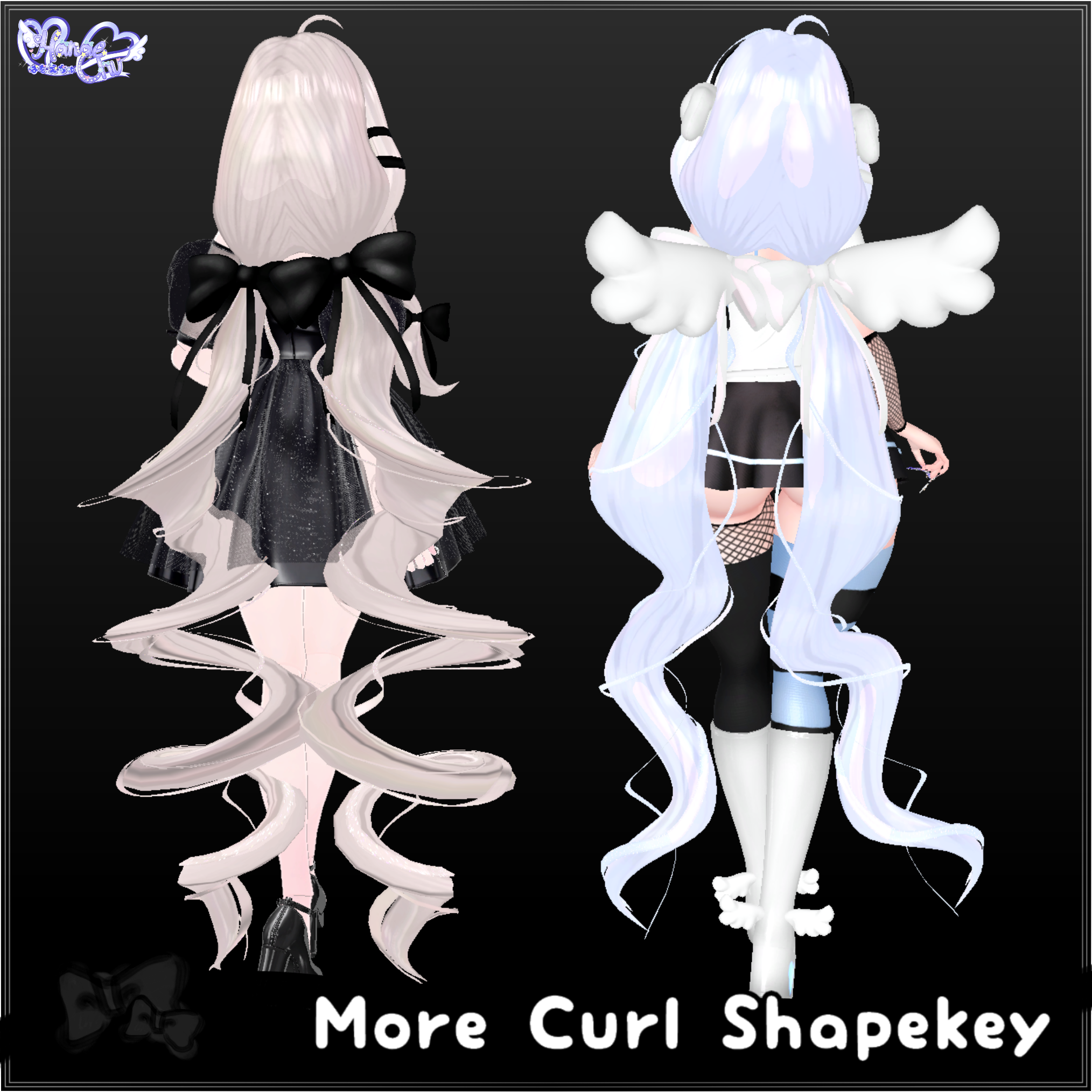 Ribbon Twintail Hair リボンツインテールヘア 3D Model Unitypackage VRChat - はなえちゅ ...