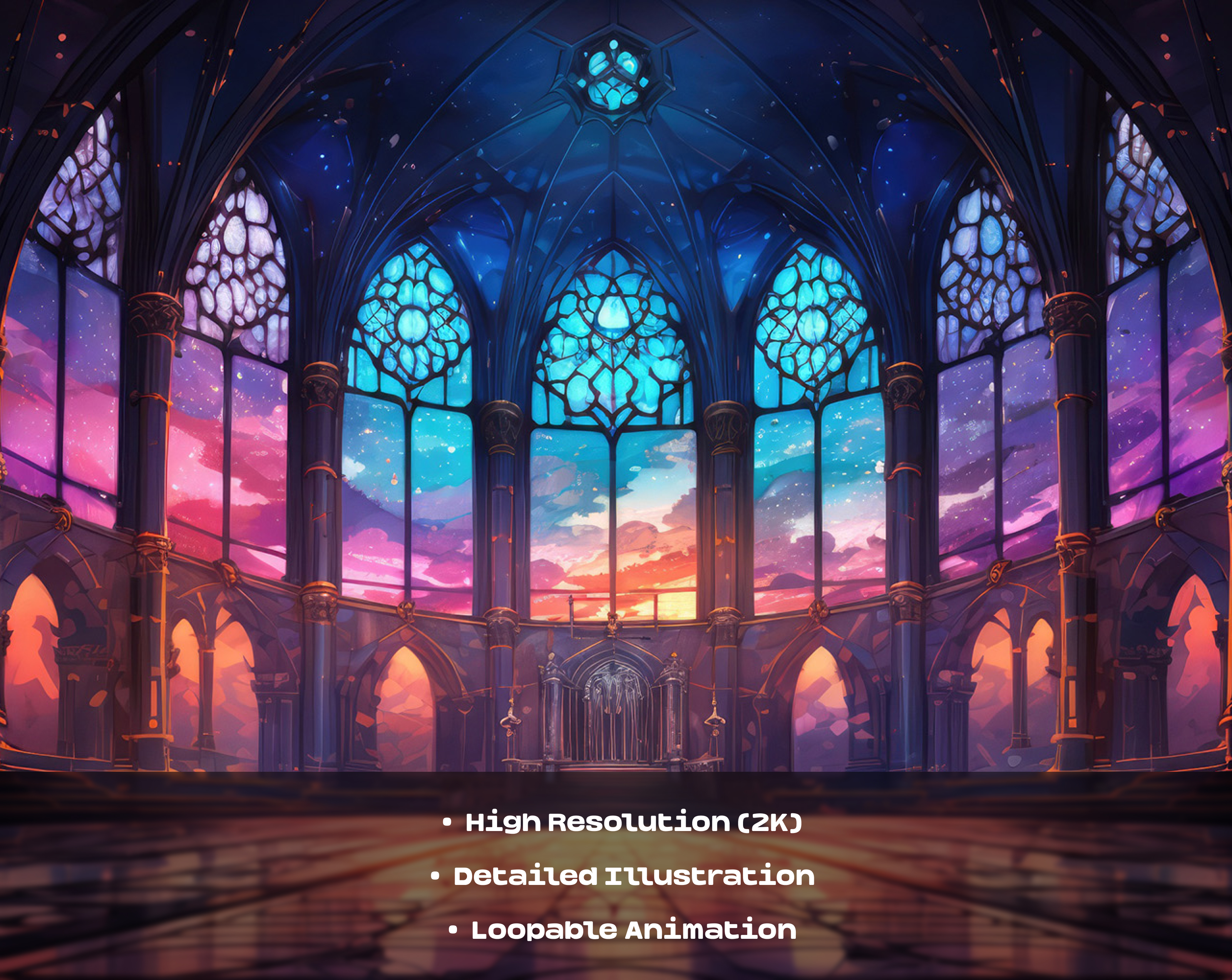 4 Gothic Cathedral Animated Backgrounds / 4 つのゴシック大聖堂のアニメーション背景 ...