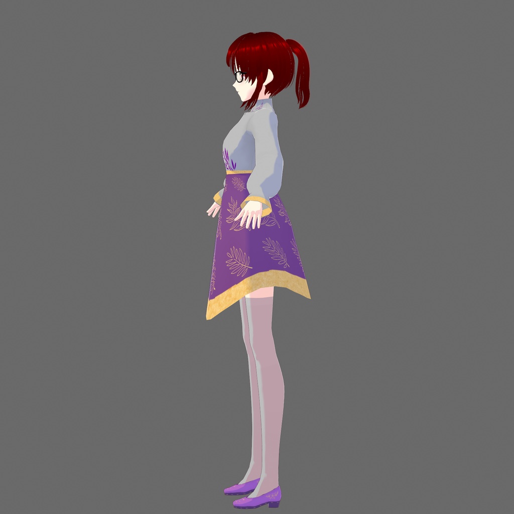 Purple/Grey Dress Vroid Outfit - koki Najma - BOOTH