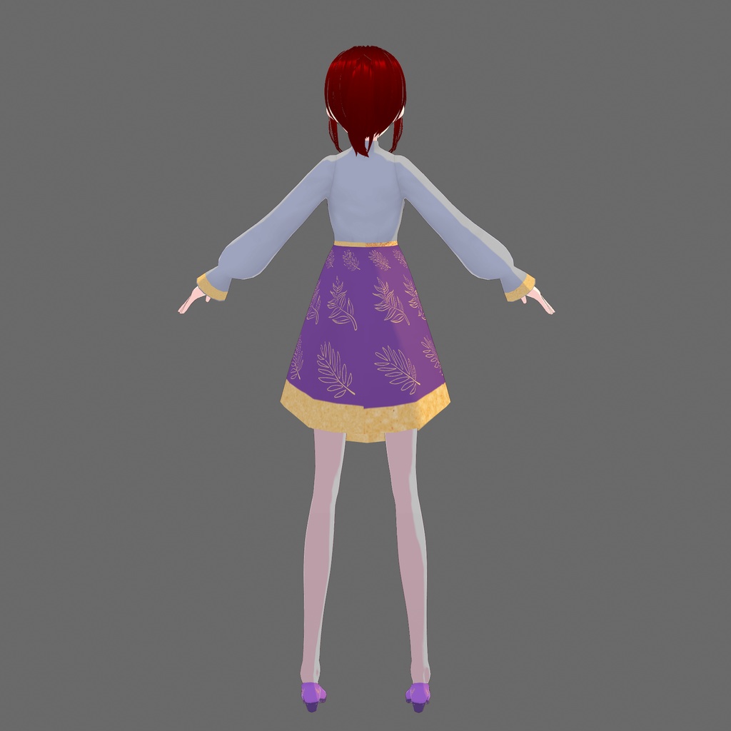 Purple/Grey Dress Vroid Outfit - koki Najma - BOOTH