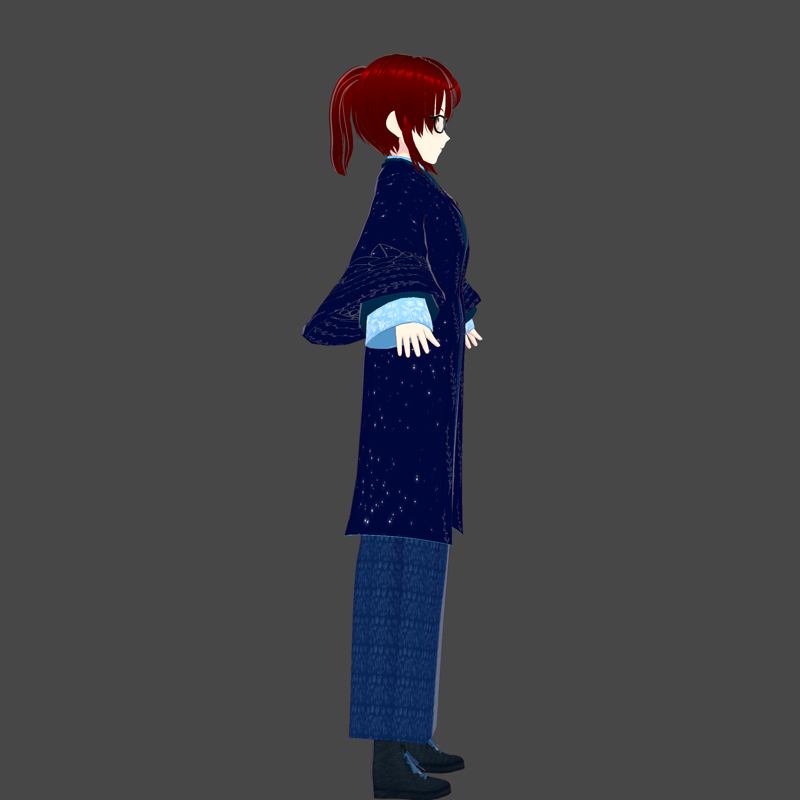 Blue Winter Vroid Kimono - koki Najma - BOOTH